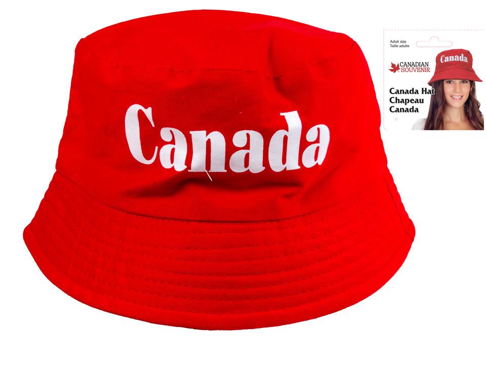 Canada Bucket Hat-Red, Adult Size, hang tag