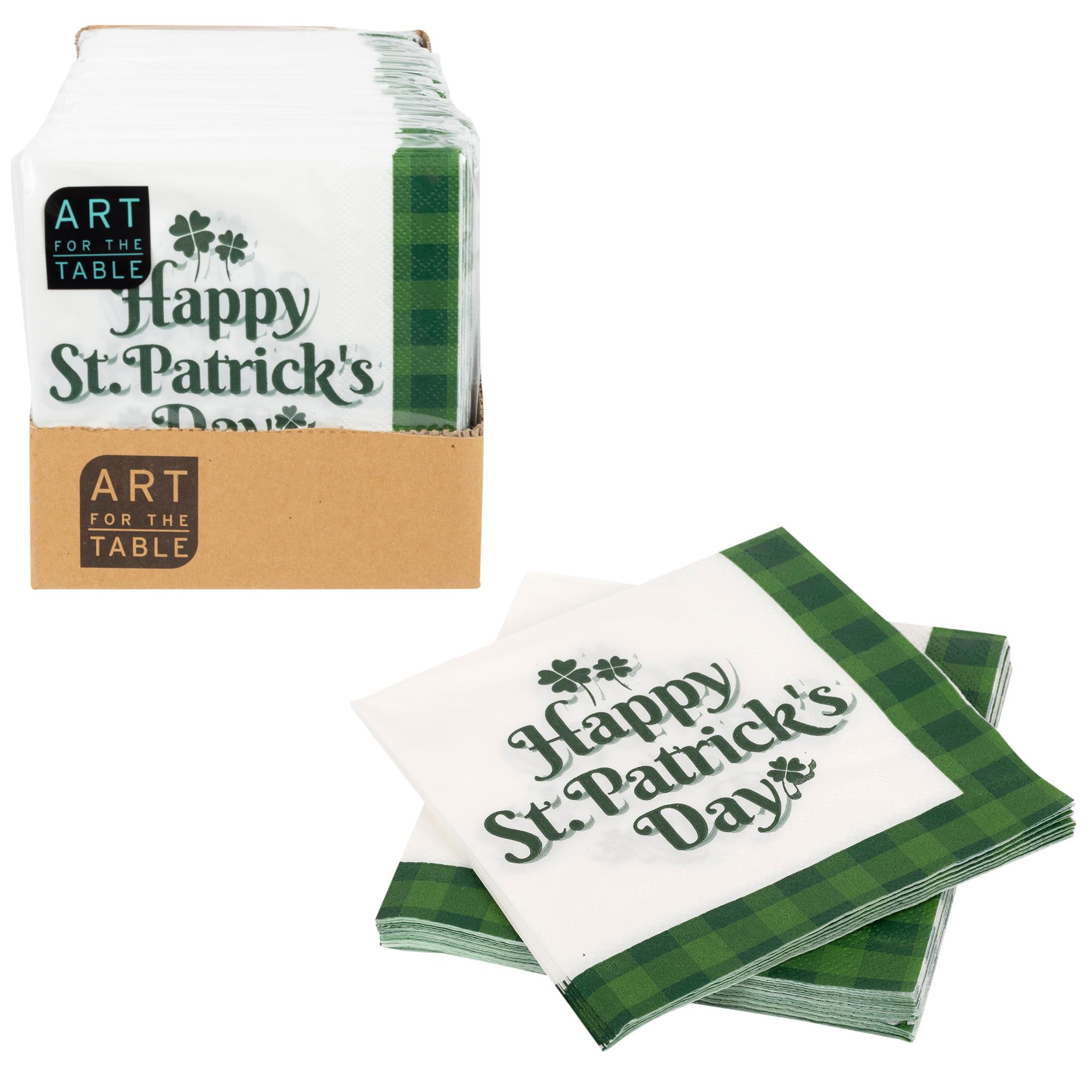 St.Pats 24ct.x2ply 10"x10" Cocktail Napkins, 18/PDQ, printed polybag