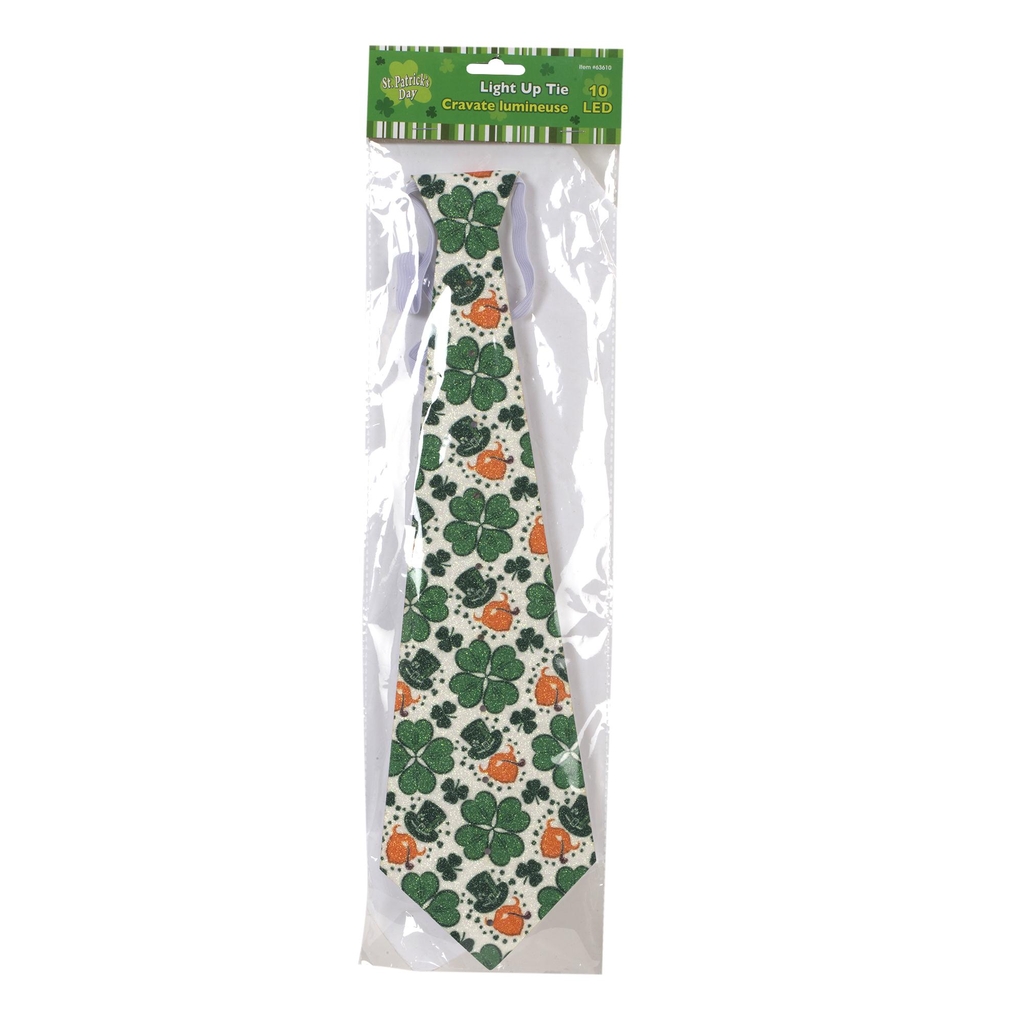 St.Pat's 10 LED Light-Up Necktie w/ Shamrocks, header card