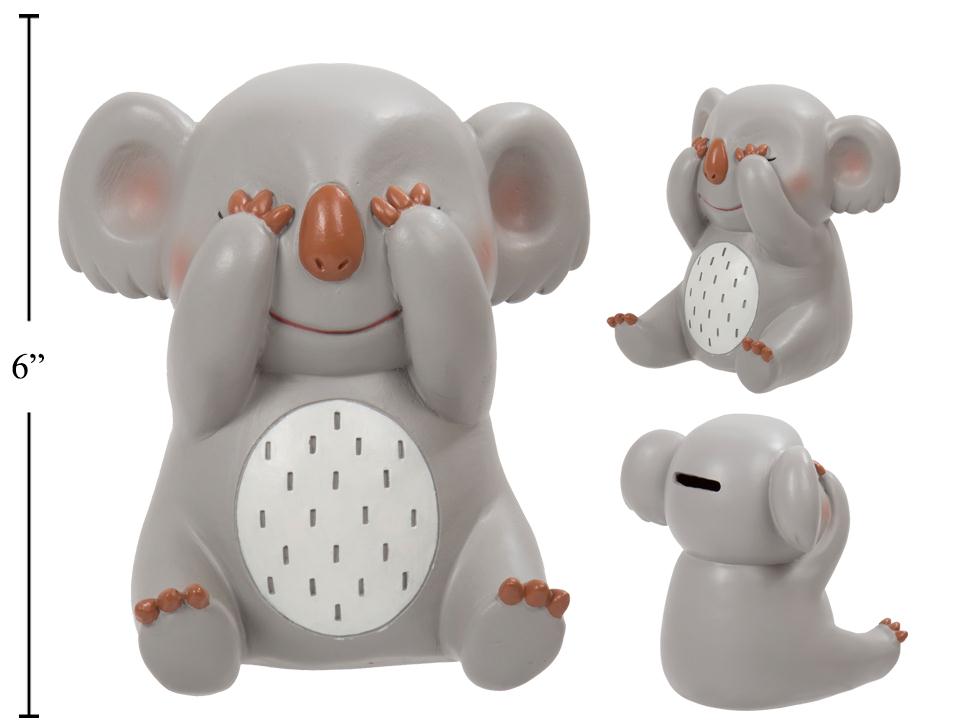 Kawaii Koala Money Bank, Polyresin, 5.6 x 5 x 6",
