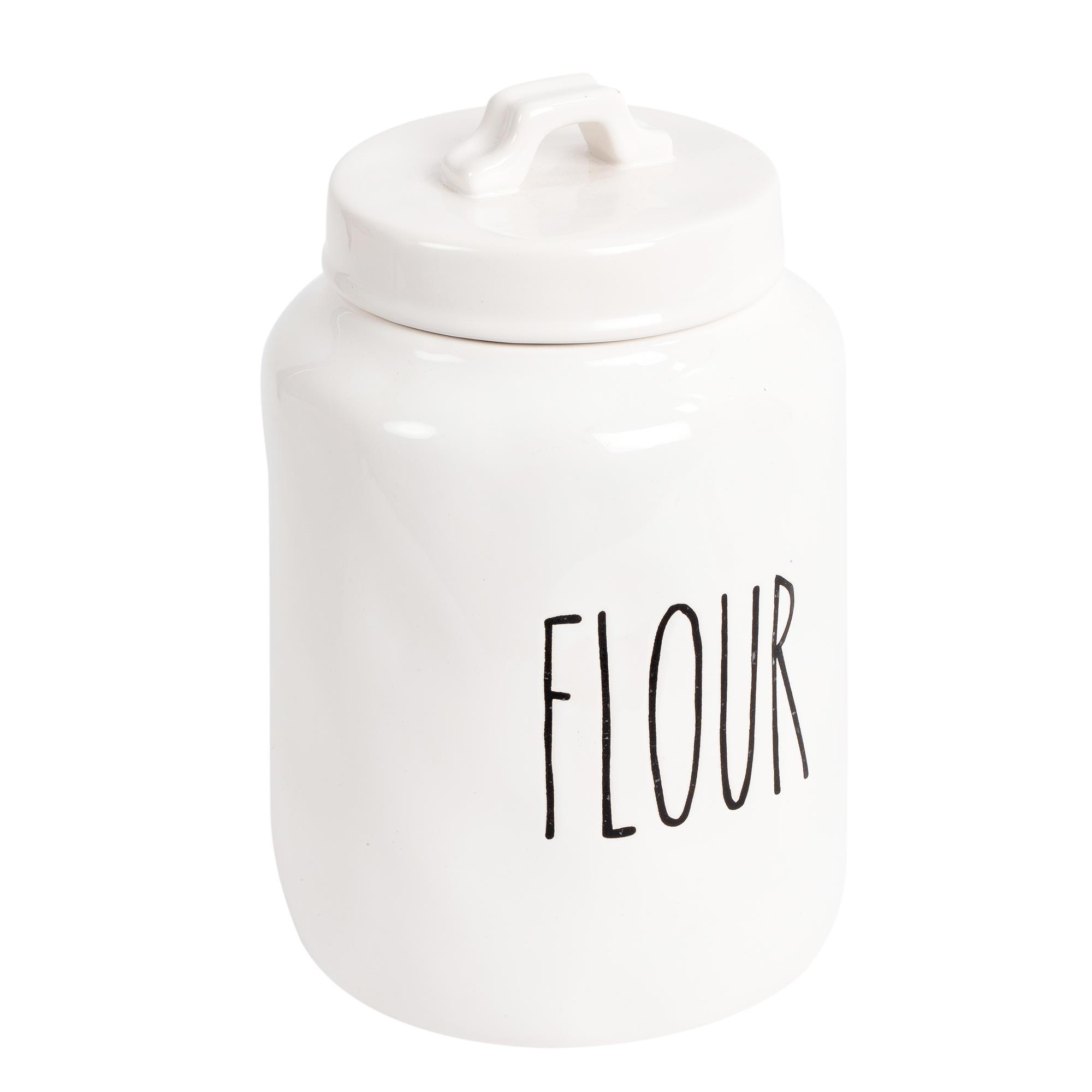 Farmhouse Modern Ceramic Flour Jar, D:3.94", mailerbox
