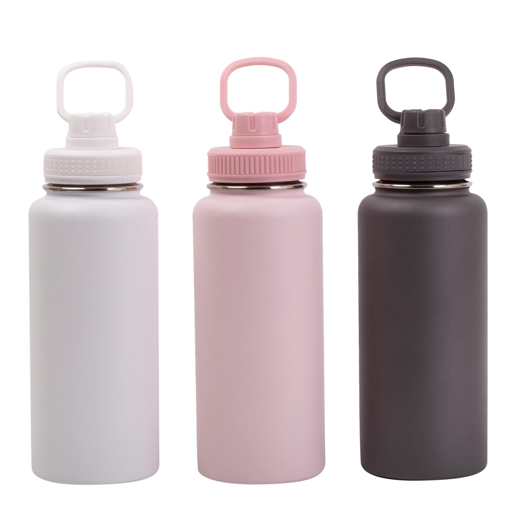 PURE 1L Thermal SS Bottle w/ Spout Lid & Handle, 3/c, 6/PDQ
