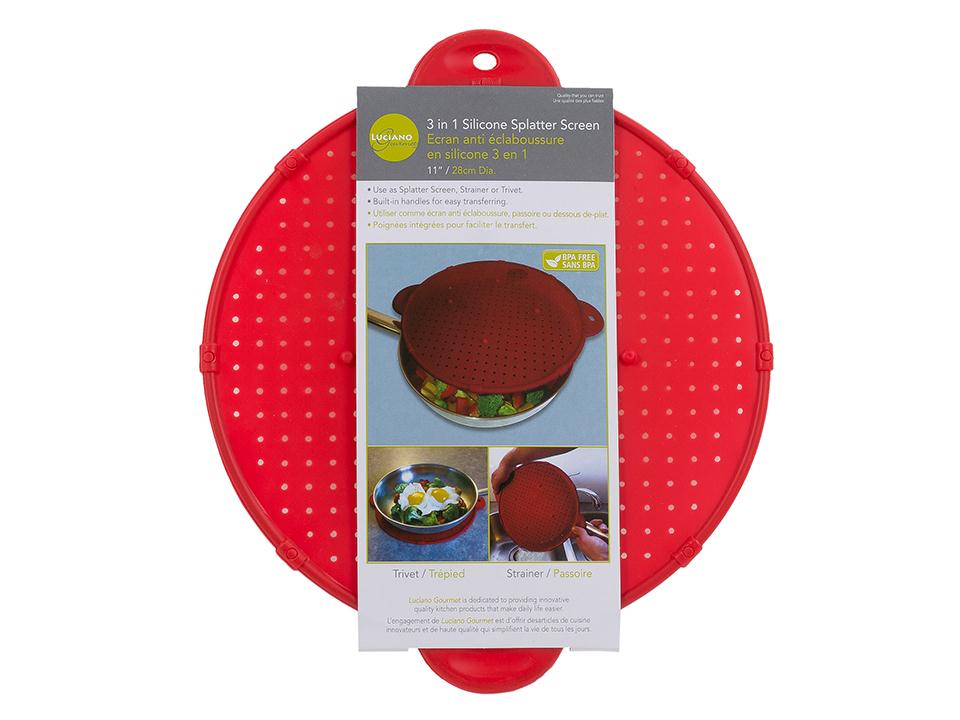 L.Gourmet 11" Dia. 3 in 1 Silicone Splatter Screen, colour sleeve(CP)