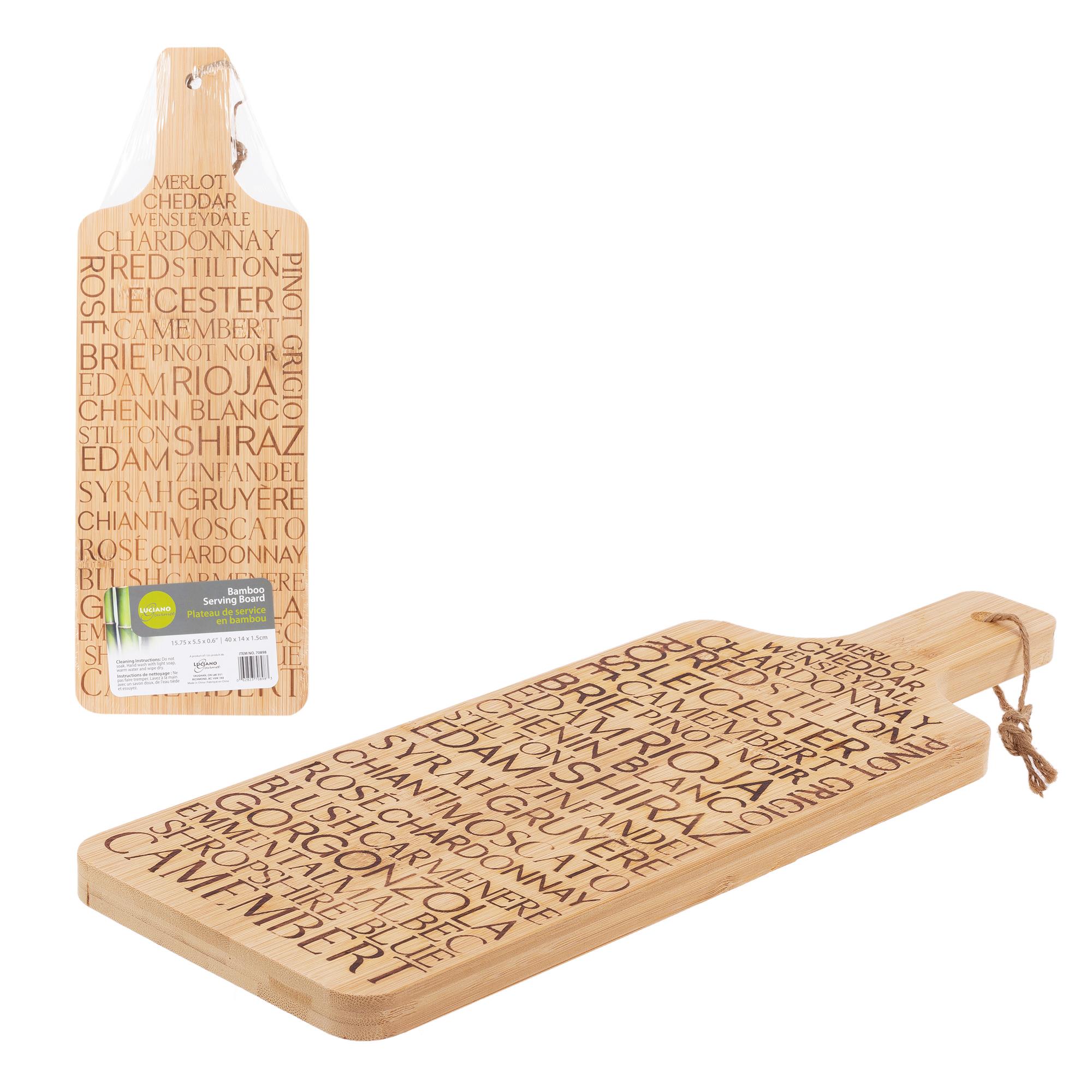L.Gourmet Bamboo Serving Board, 15.5 x 5.5", shrink+col.label