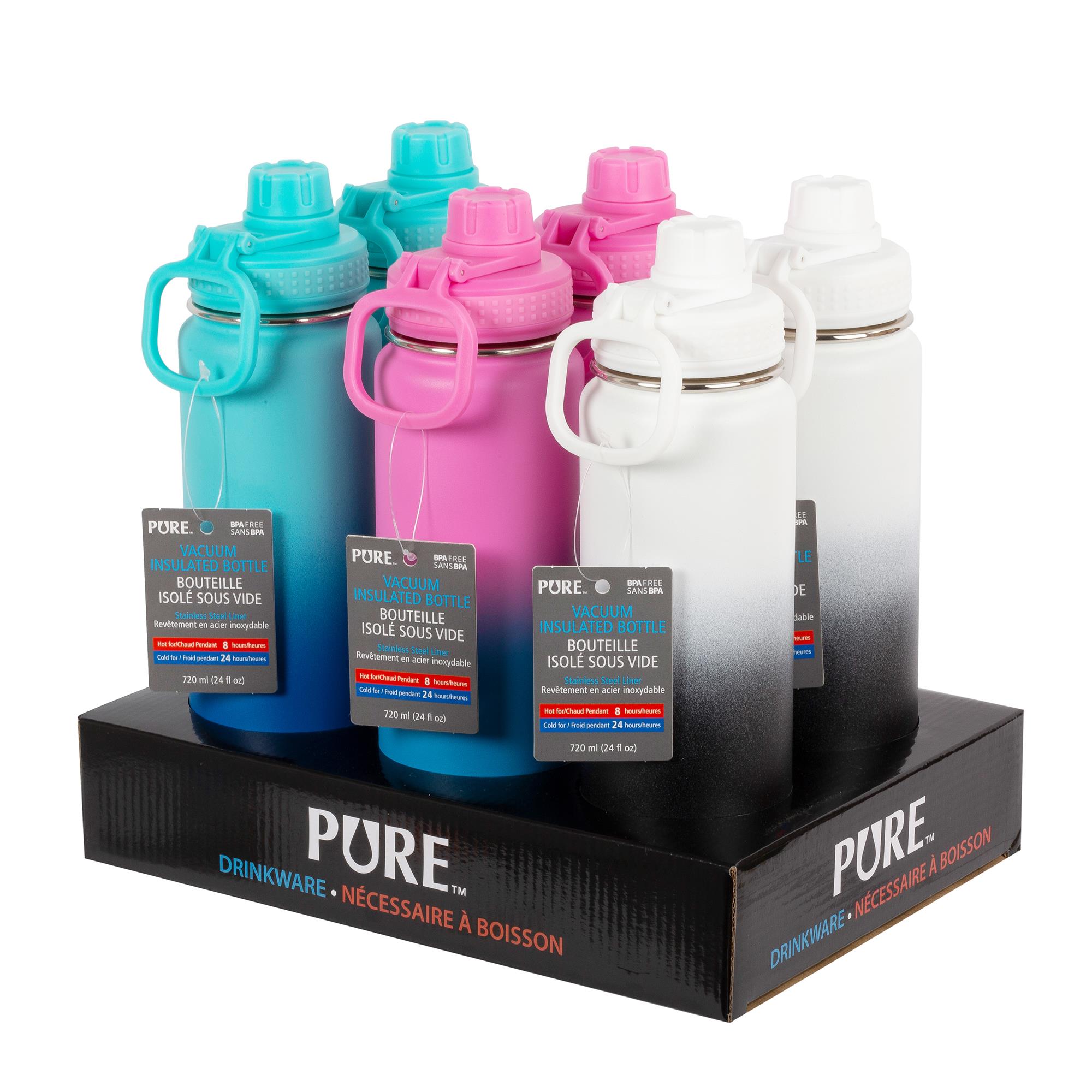 PURE 720ml Thermal SS Bottle w/ Spout Lid&Handle,3c(ambient),6/PDQ (#70916)