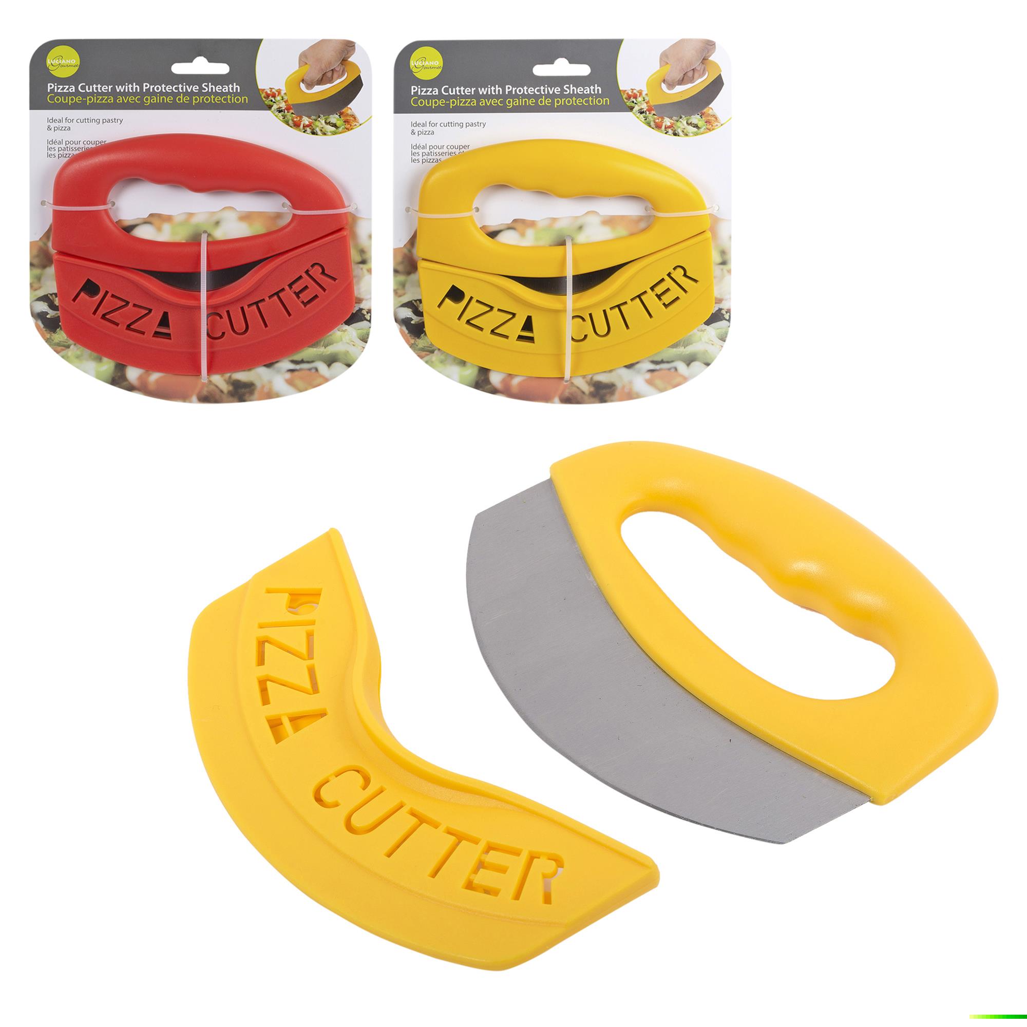 L.Gourmet Pizza Cutter w/ Blade Protective Cover, 2 col.,t.o.c.(CS)