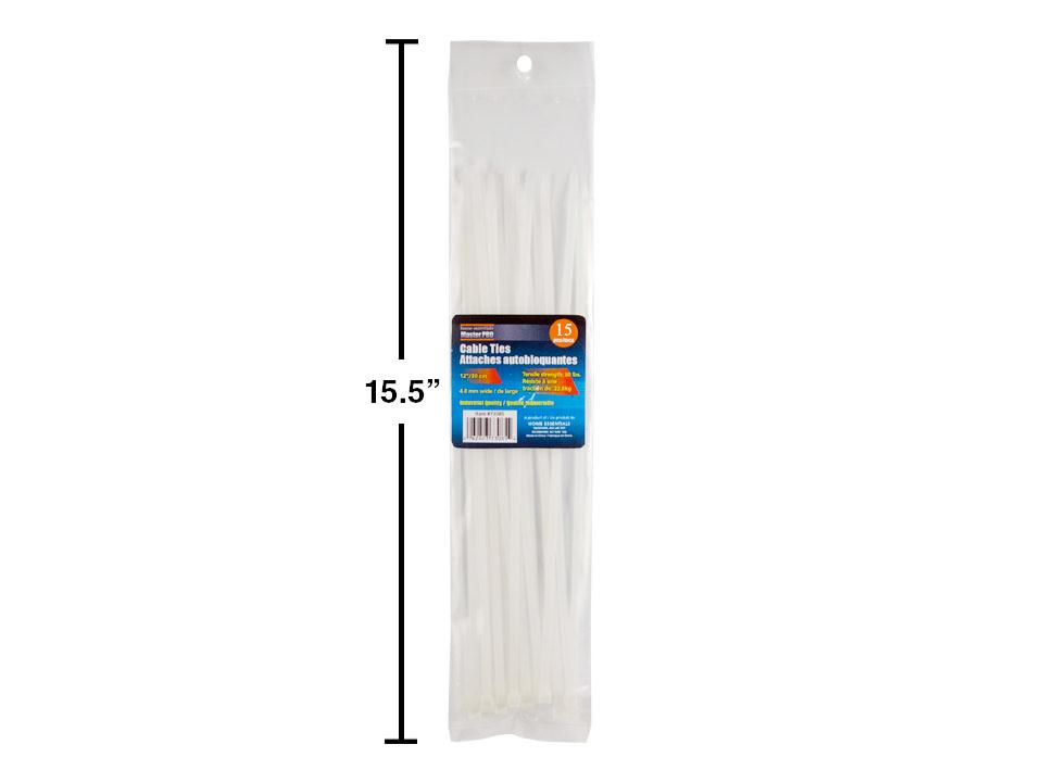 H.E.Master Pro, 15 pcs Cable Ties, 4.8mm x 12", White, pbh