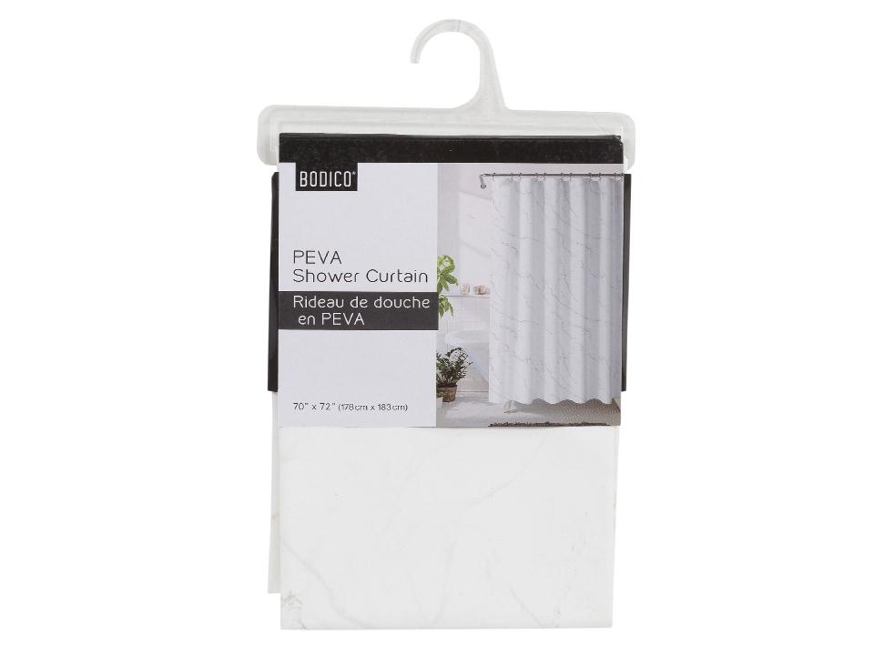 PEVA 70x72" Marble Shower Curtain , Header w Hanger