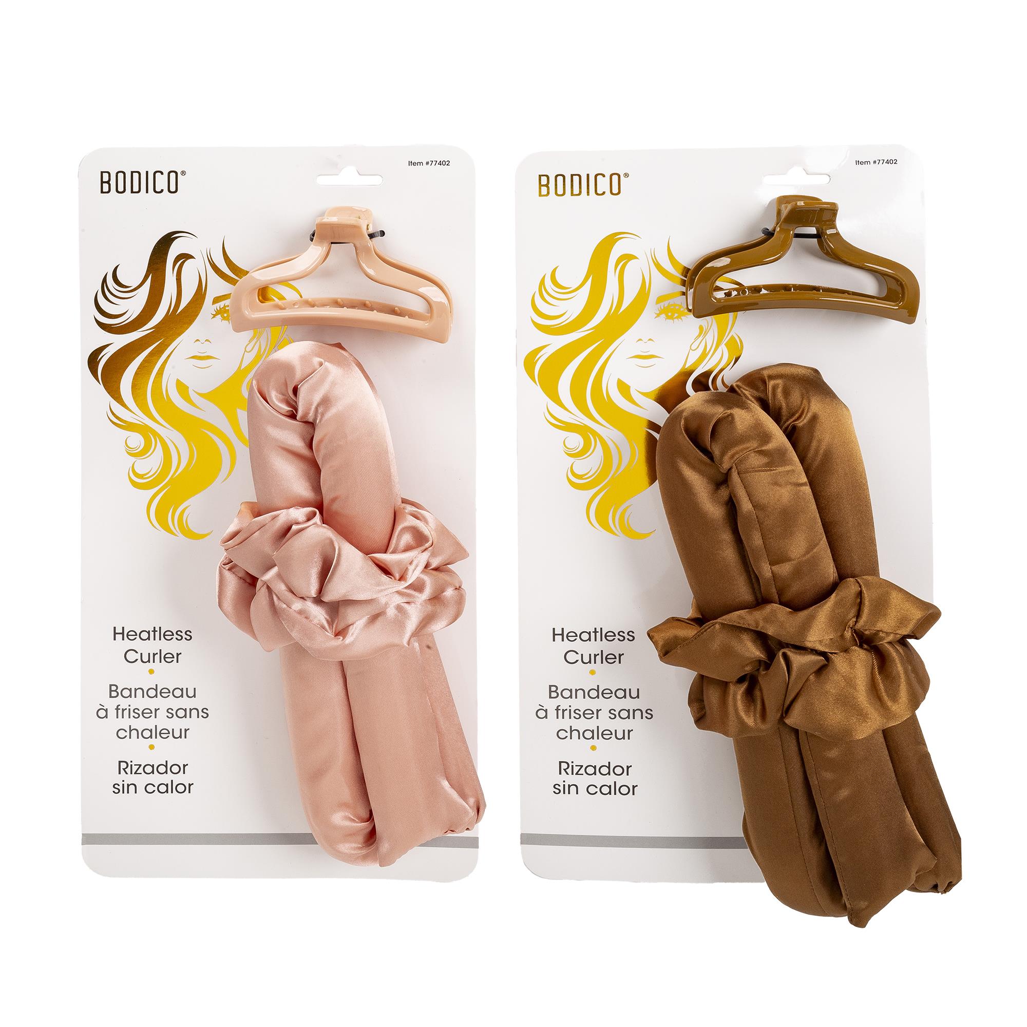 Bodico, Satin Heatless Curling Set ,2-asst, 4-PC SET, Tie Card