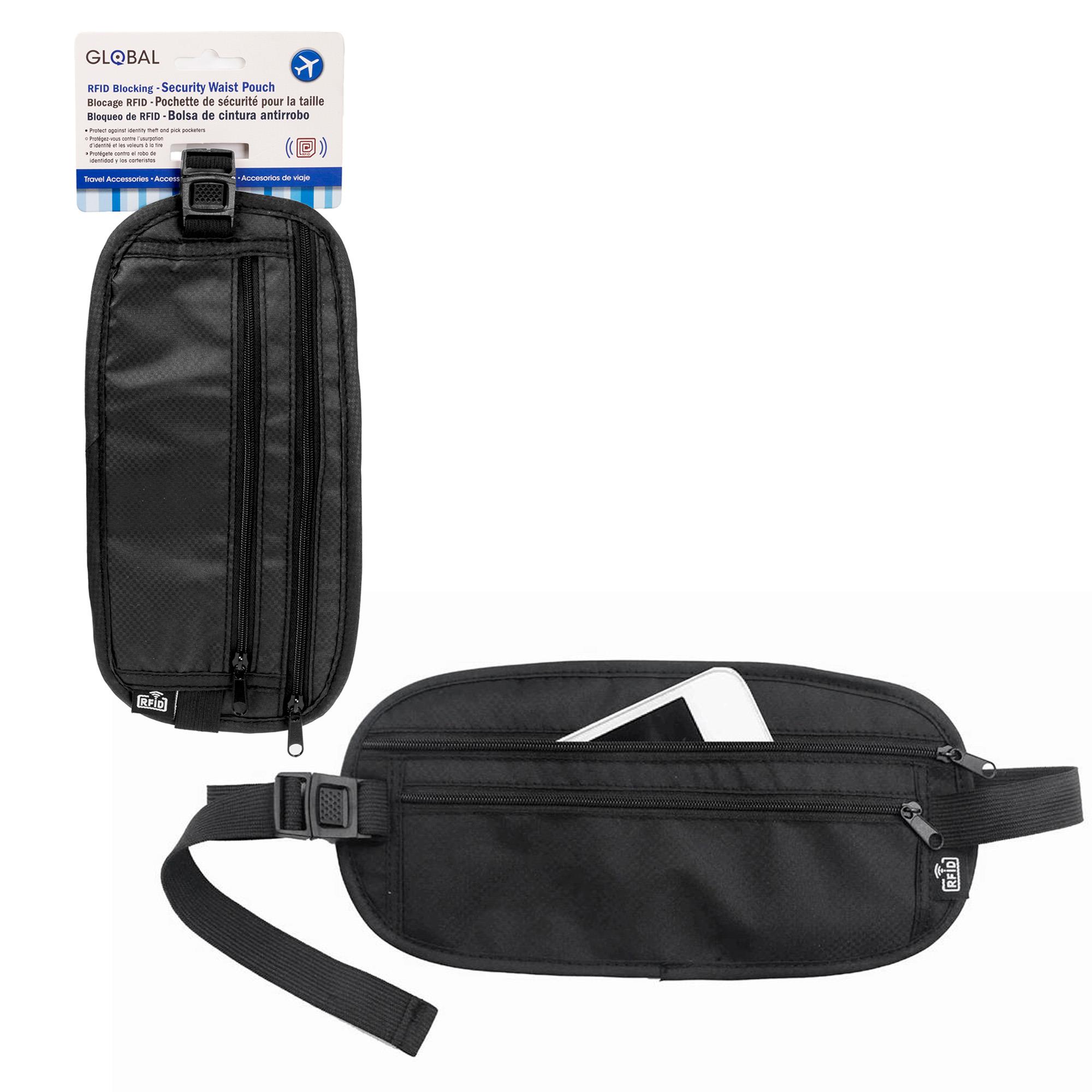 Global, RFID Security Waist Pouch Black, Polyester, 25x12.5cm, hc