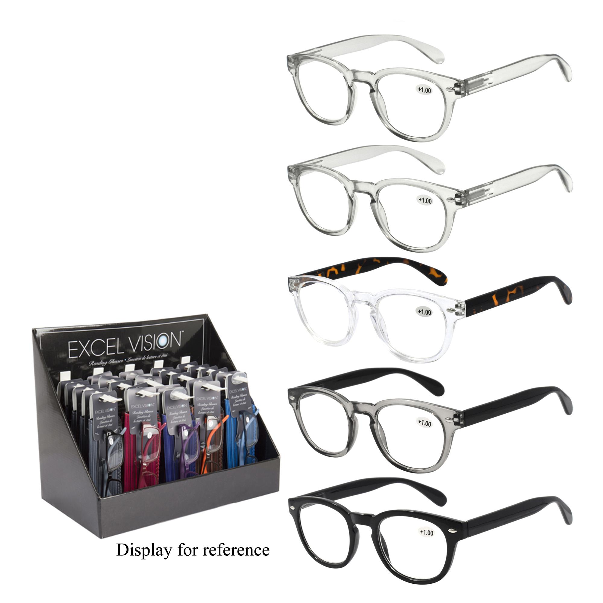 Excel V. Round Readers ,w Spring Hinge, 4-asst, 30/PDQ,h/c