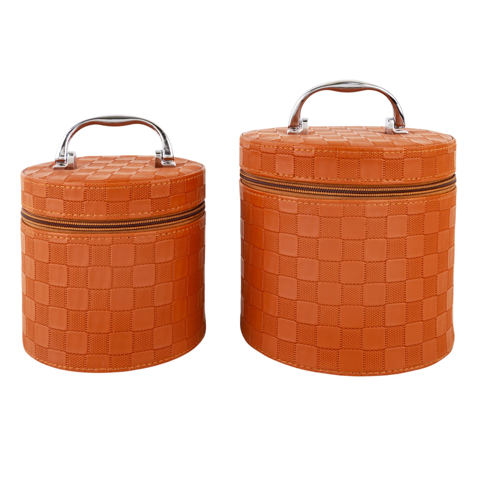 Bodico,Brown Round Cosmetic Case Set(M+S), ht, individual UPC on each size