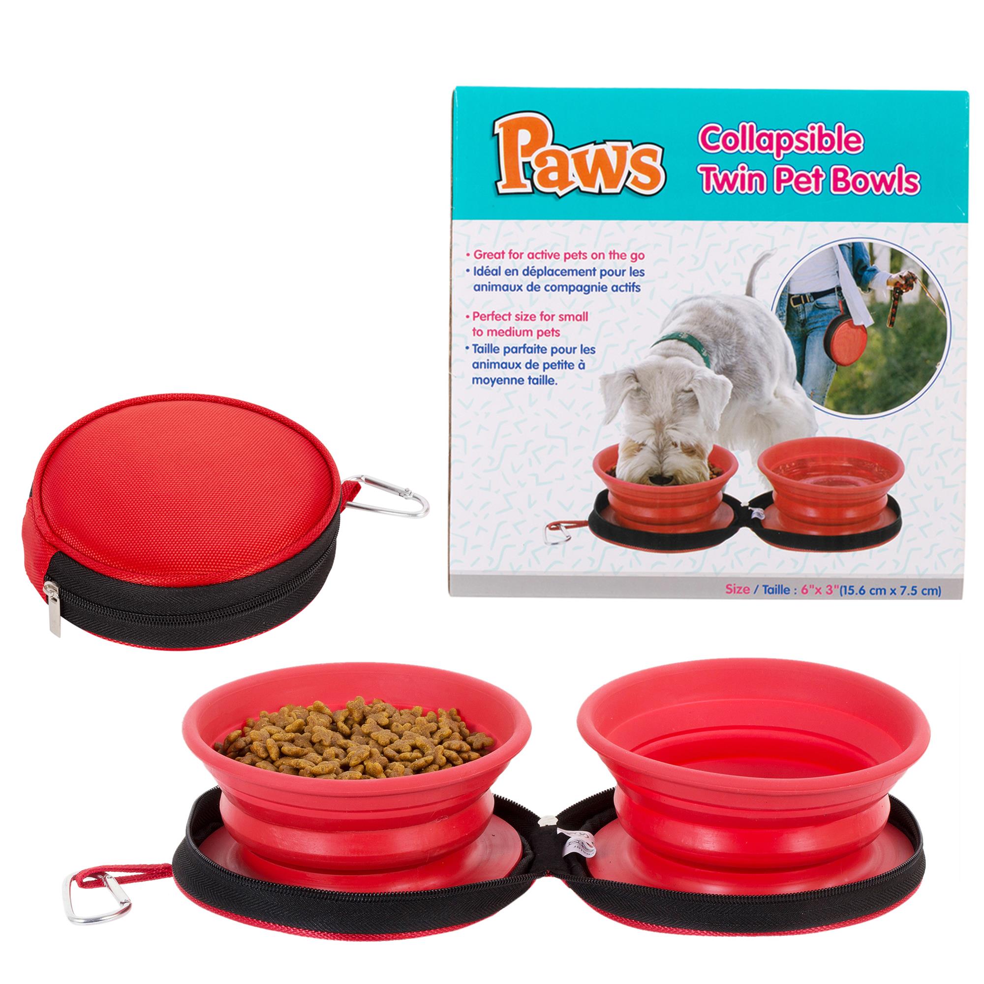 PAWS Collapsible Twin Pet bowls, 800mlx2, cbx