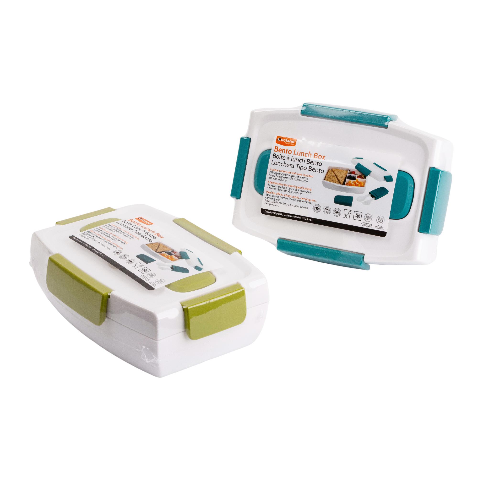 Luciano Bento Lunch Box w/ Cutlery & Locking Lid,2/c.,shrink+col.label