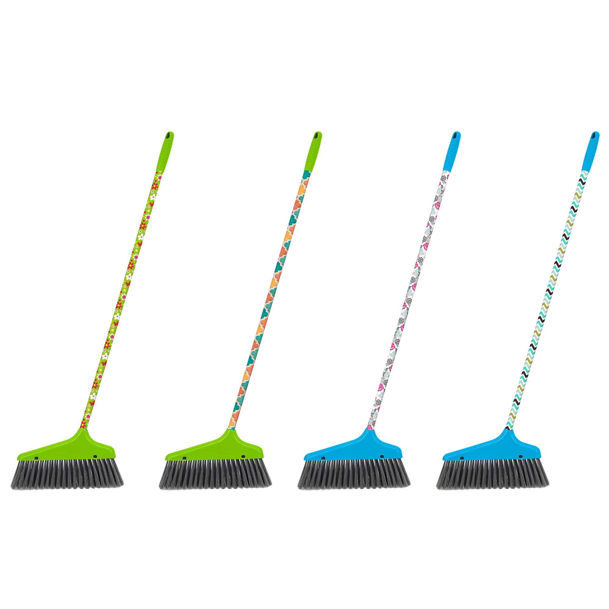 H.E., Stylish 36" Broom w/Printed Handle, 4 Styles, tag