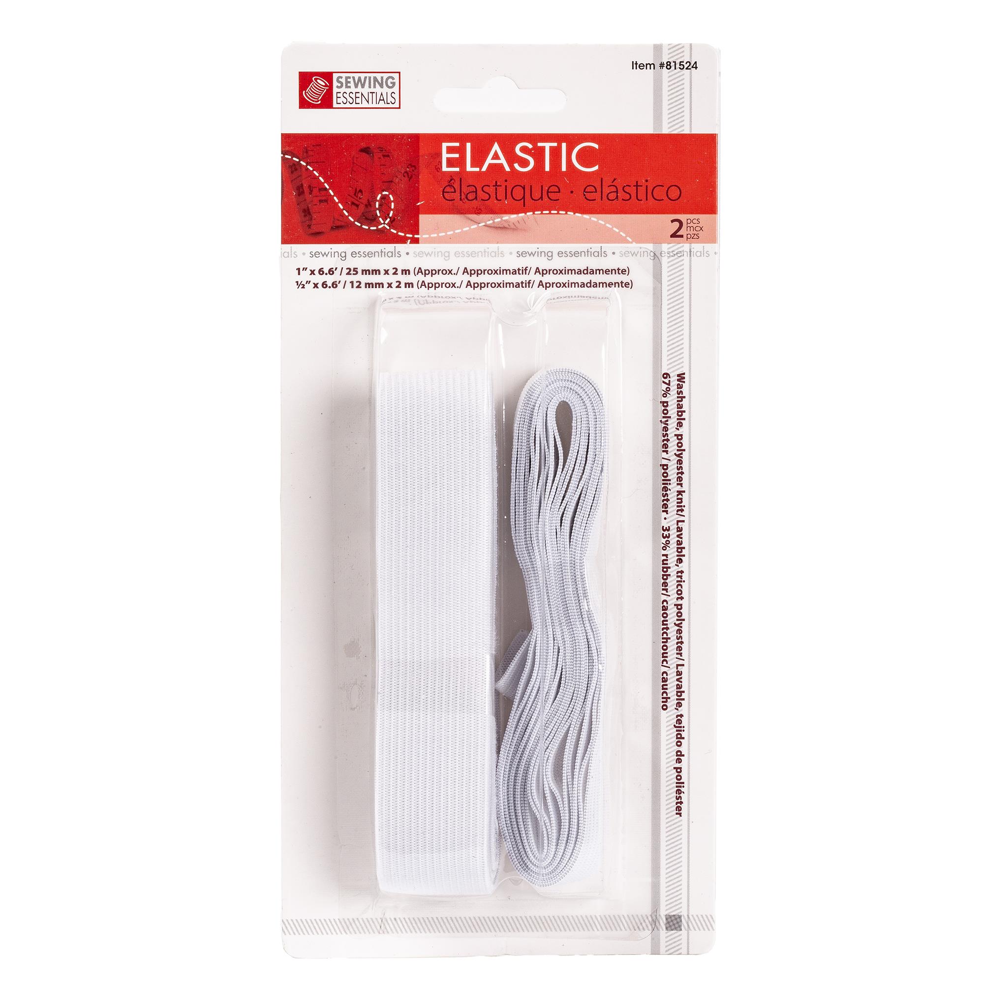 Sewing Essentials 2-pc Elastic Set, 25mm x 2m & 12mm x 2m, b/c