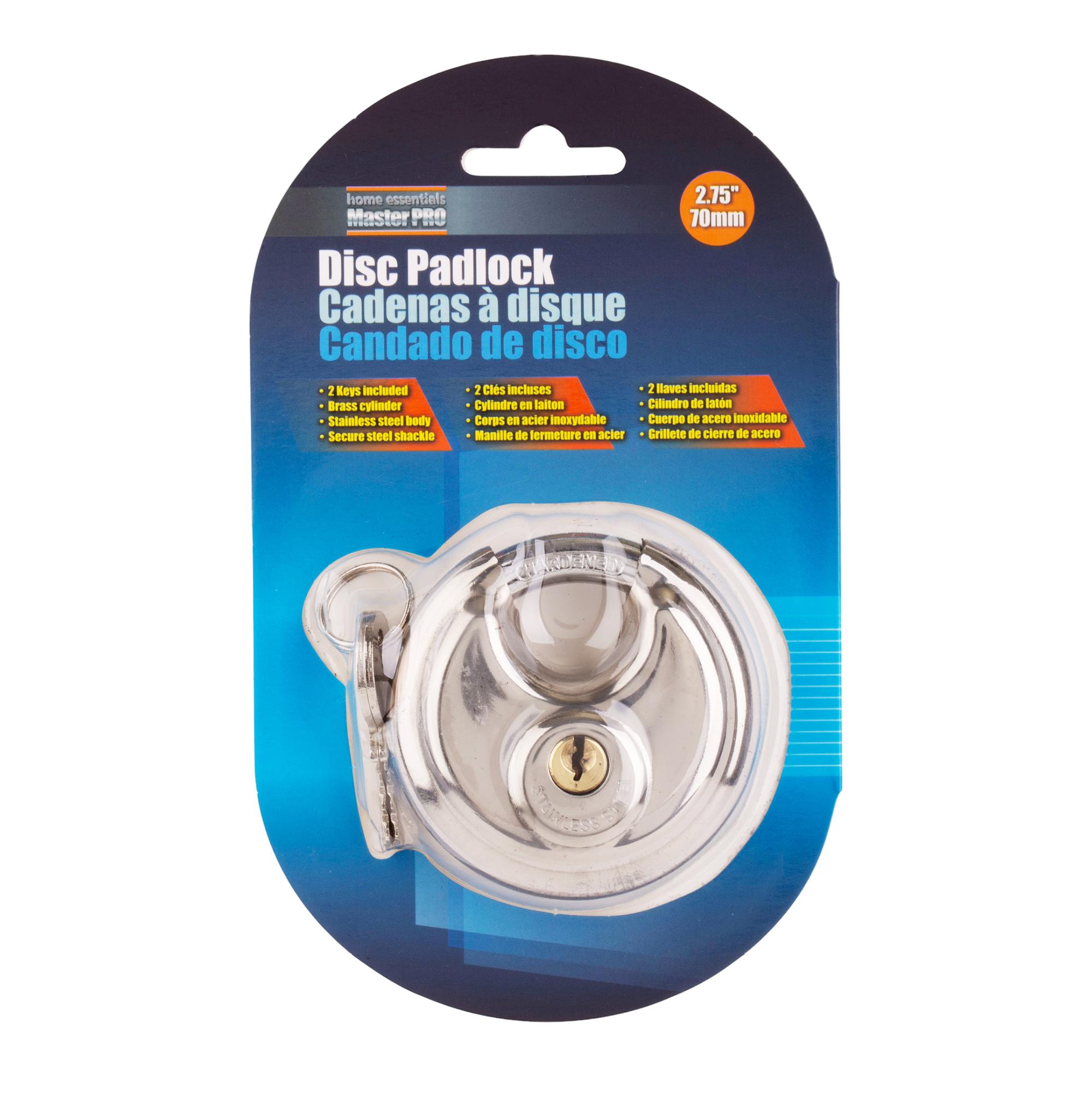H.E.M.P. 2.75" Disc Padlock Stainless Steel, Double Blister