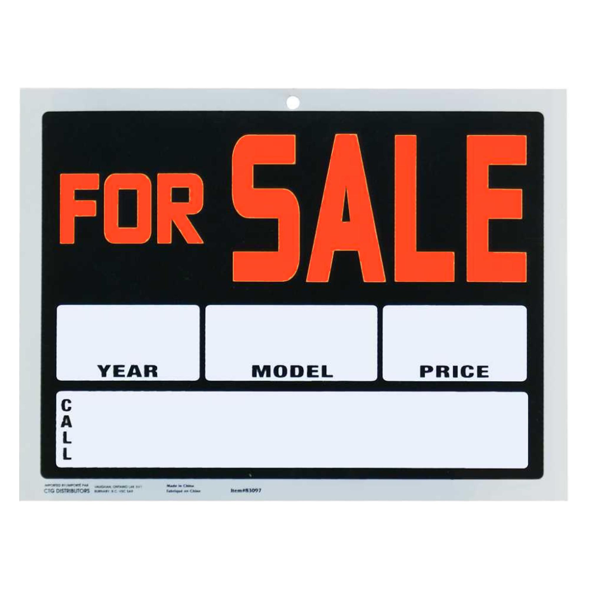 9x12" Pvc Sign "For Sale" (Year/ Model/Price)