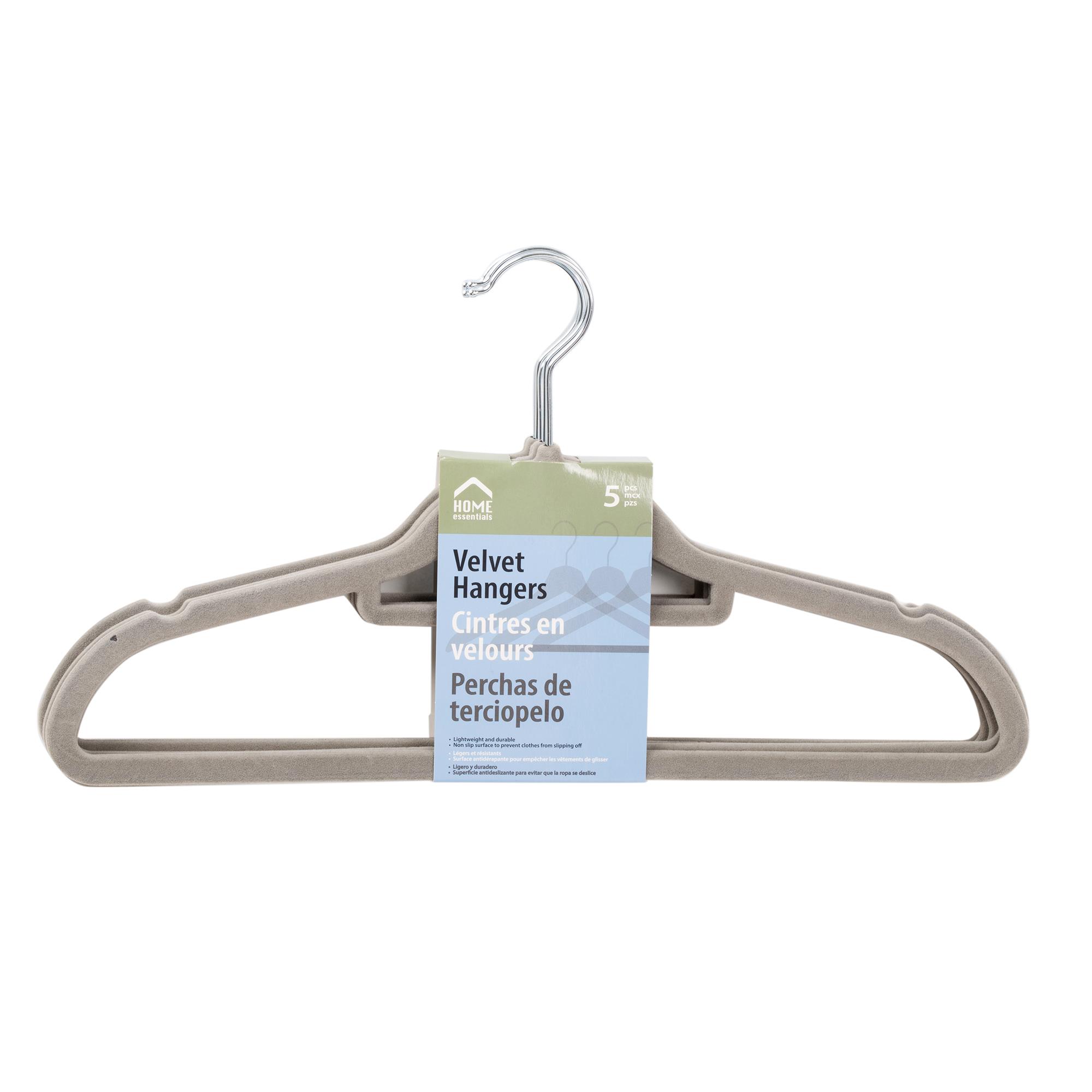 H.E. 5-PC Velvet hanger Grey, Sleeve card