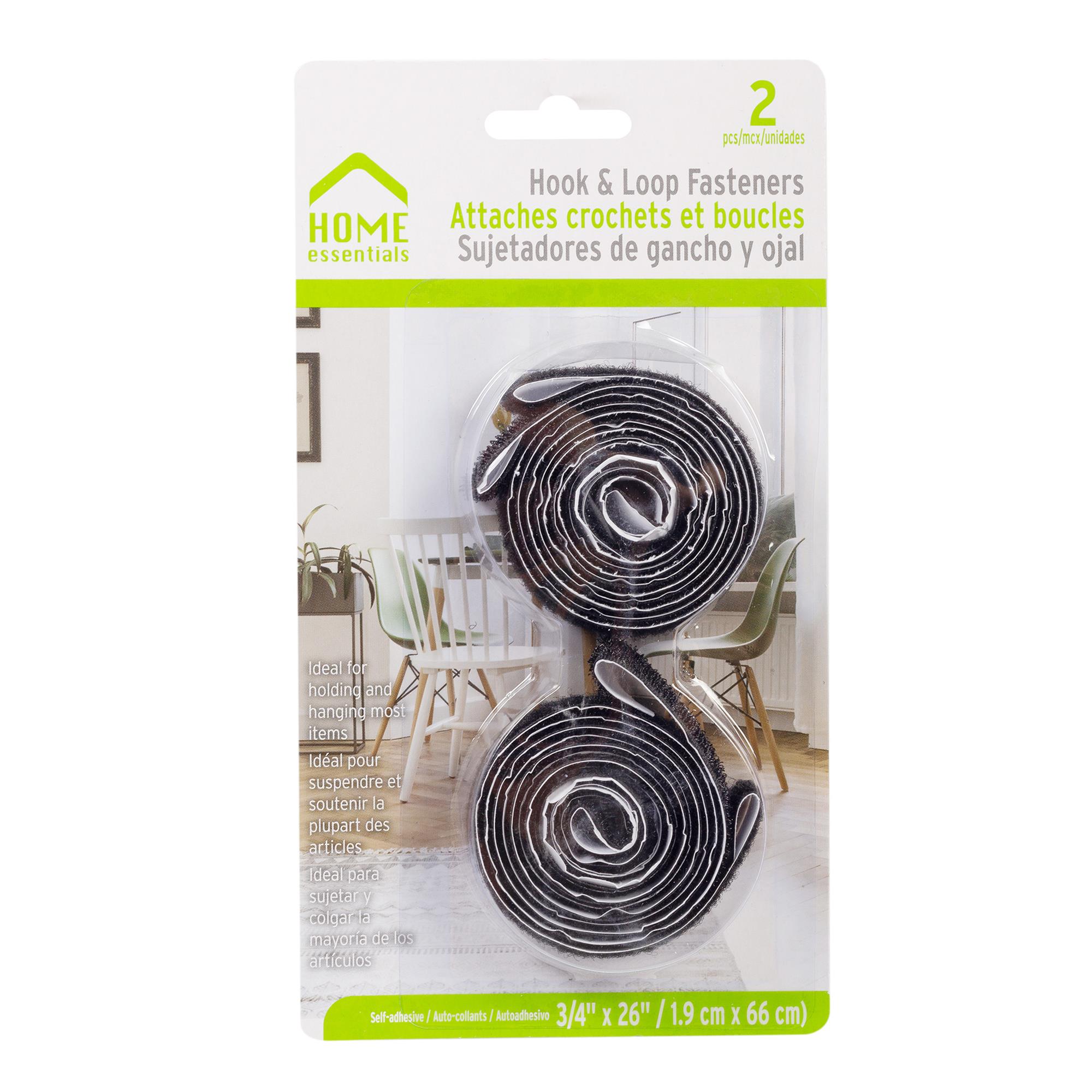 H.E., 26"L Hoop & Loop Fasteners, 2-pc, Self-adhesive, Black, b/c(HZ)