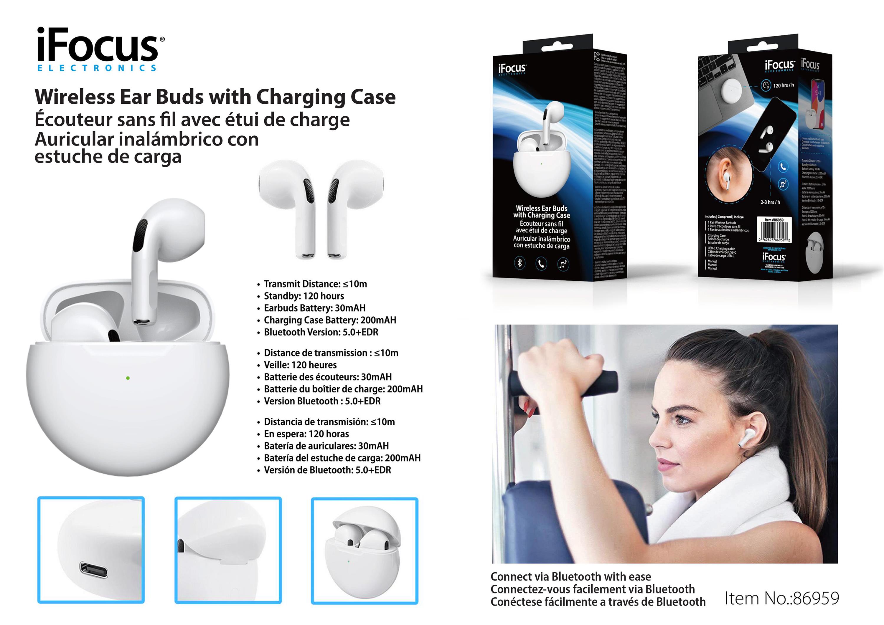 iFocus, Wireless Earbuds w/ charging station, Type C