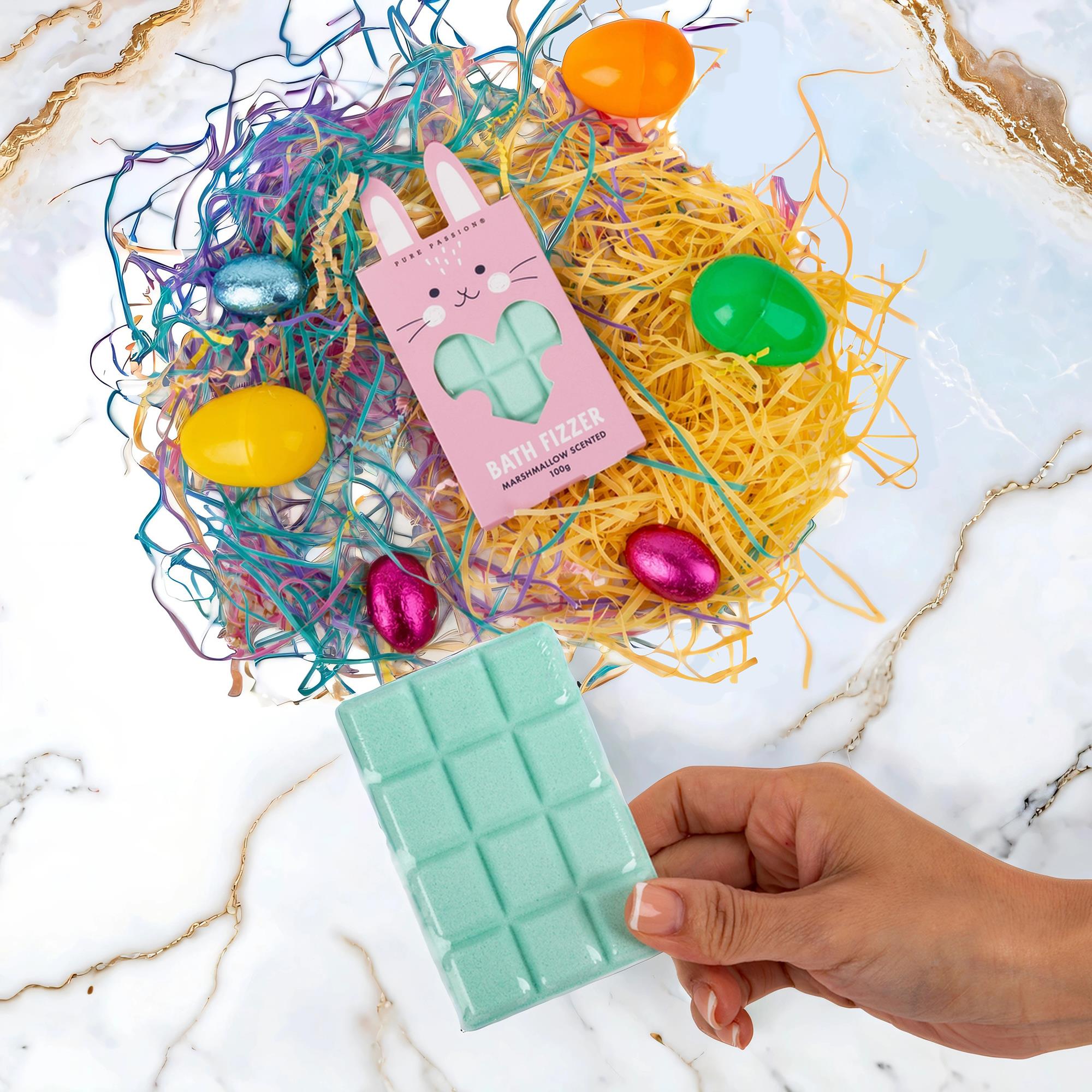 PP 100g Choco Style Bath Fizzers Easter Bunny Carton