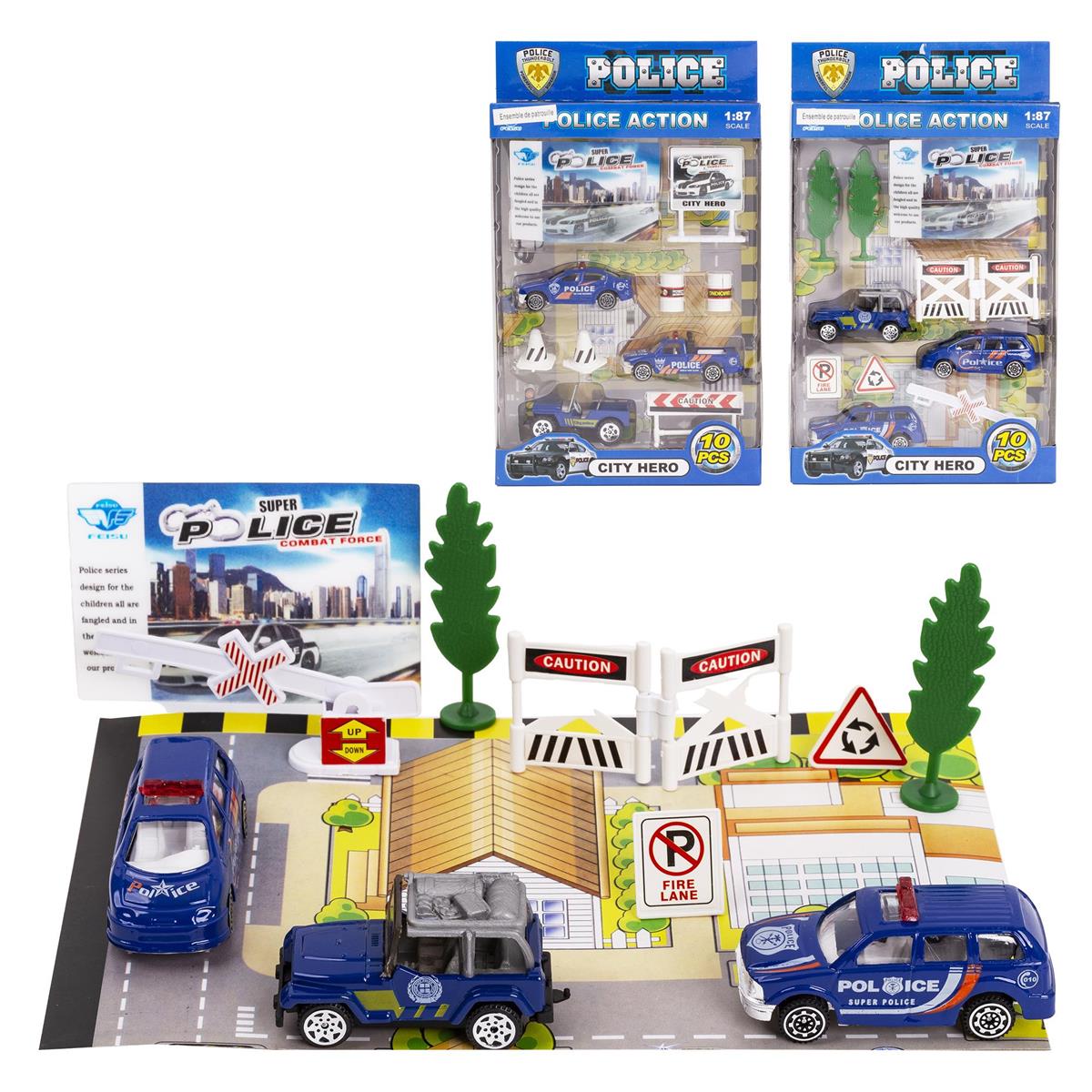 10-pc D/C Police Playset, 2 styles, w/bx