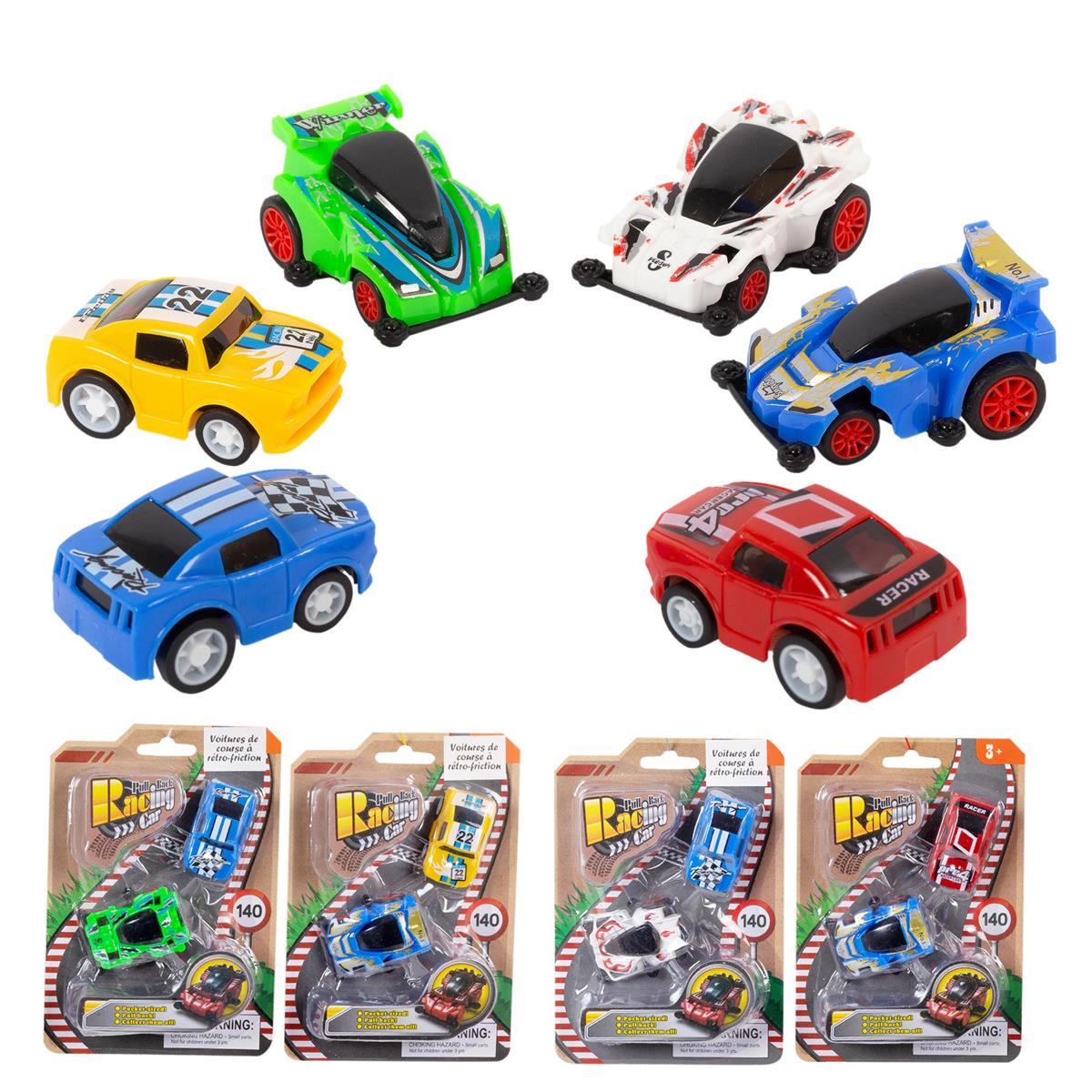 Pull back Racing Car, 4 Asst., b/c