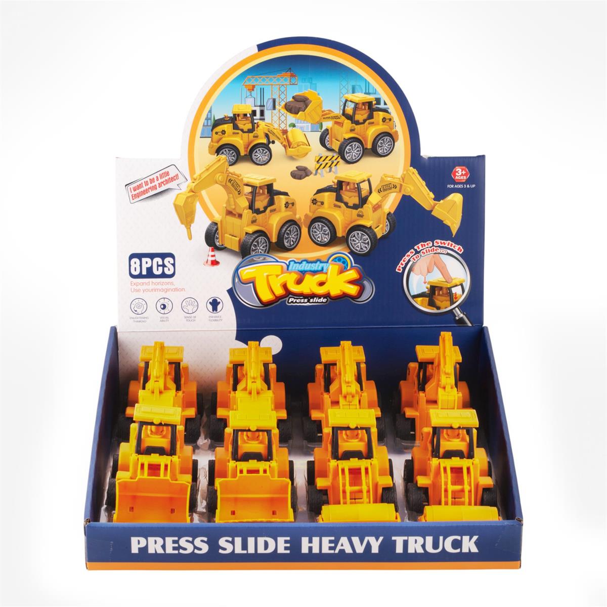 Industry Truck, Press & Go Construction Vehicle, 8pcs/dsp