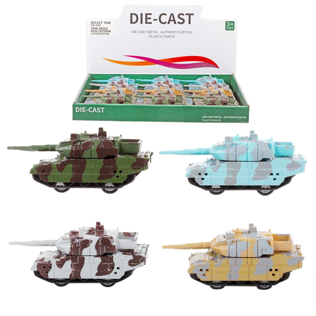 Diecast Tank, Pull back 4 Asst., 12/DSP
