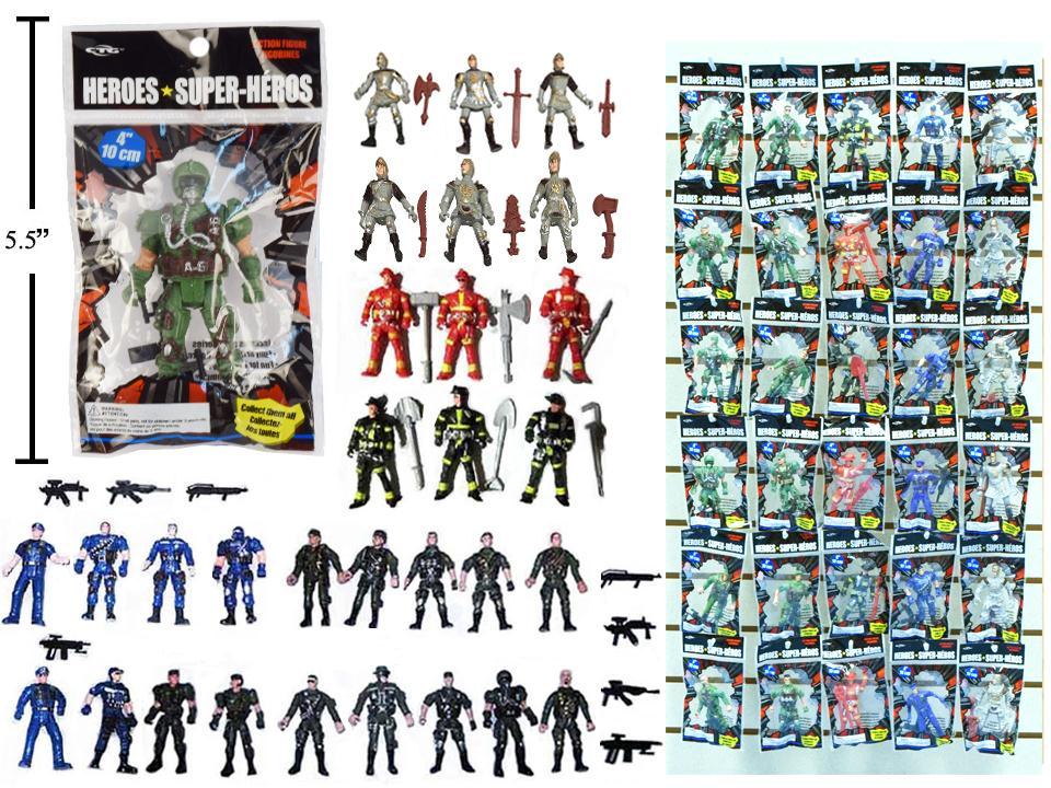90 Pcs 4" Heroes Action Figures Assortment, 30 Asstd Styles,