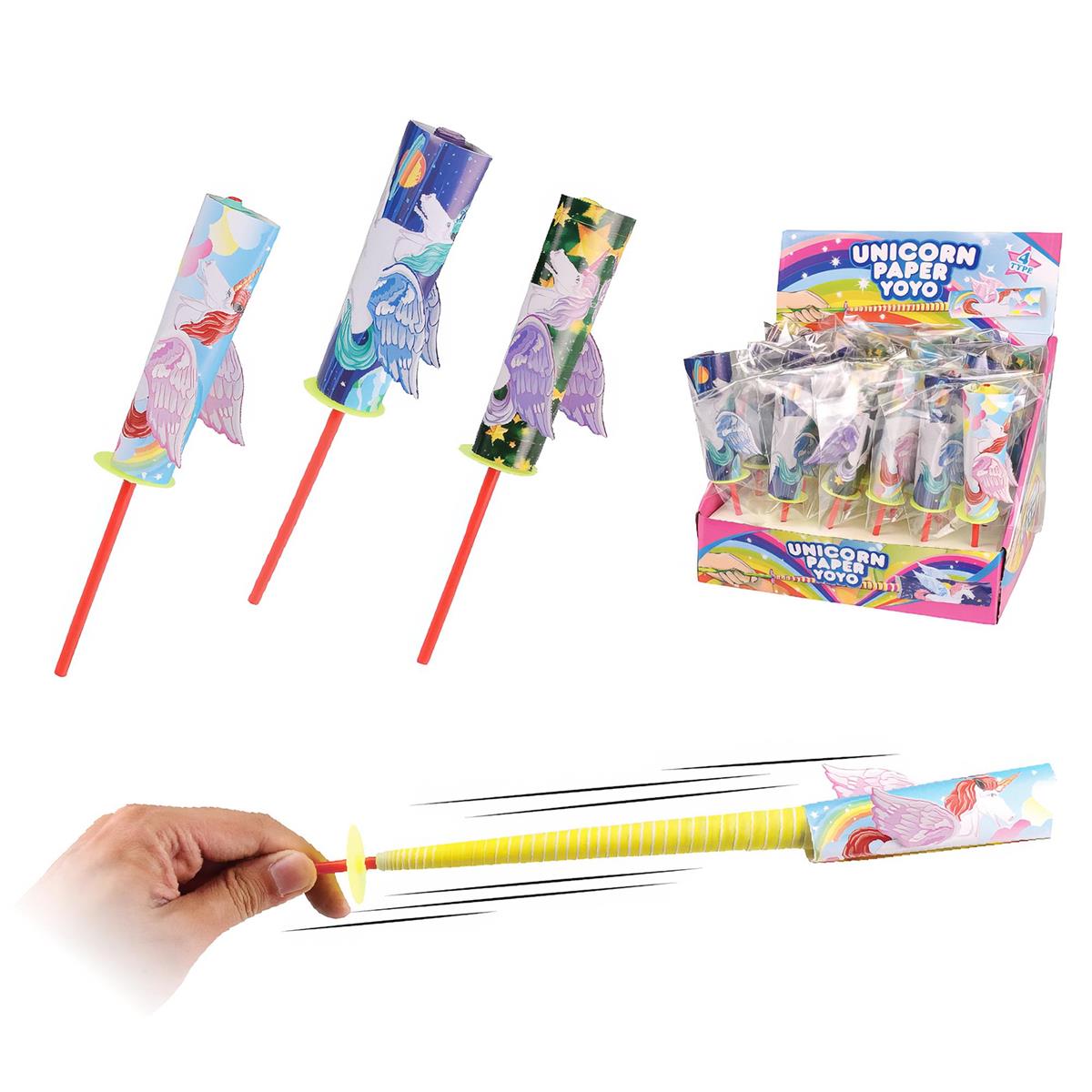 7" Unicorn Paper YoYo 4 Asst., 24pcs/dsp