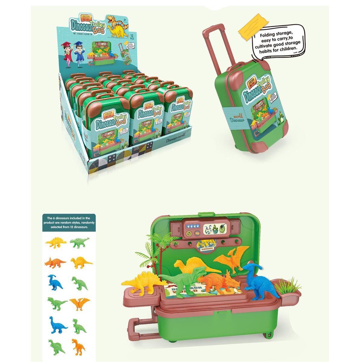 Dinosaur Playset in Carrying Case, 12pcs/dsp