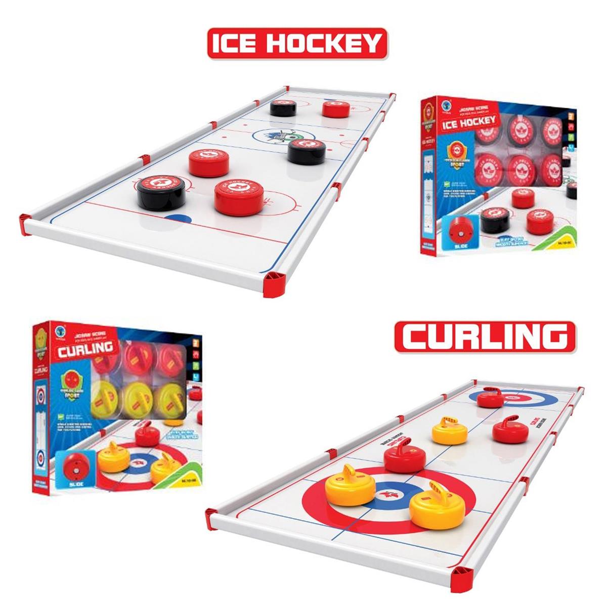 Ice Hockey/Curling Game Playset, 2 Asst., wbx