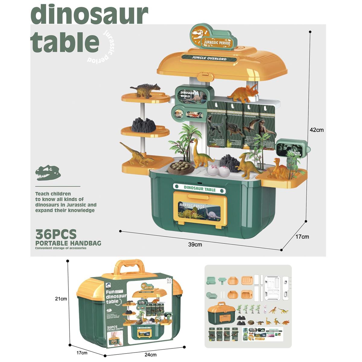 36pcs Dinosaur Table Playset in Carrying Case
