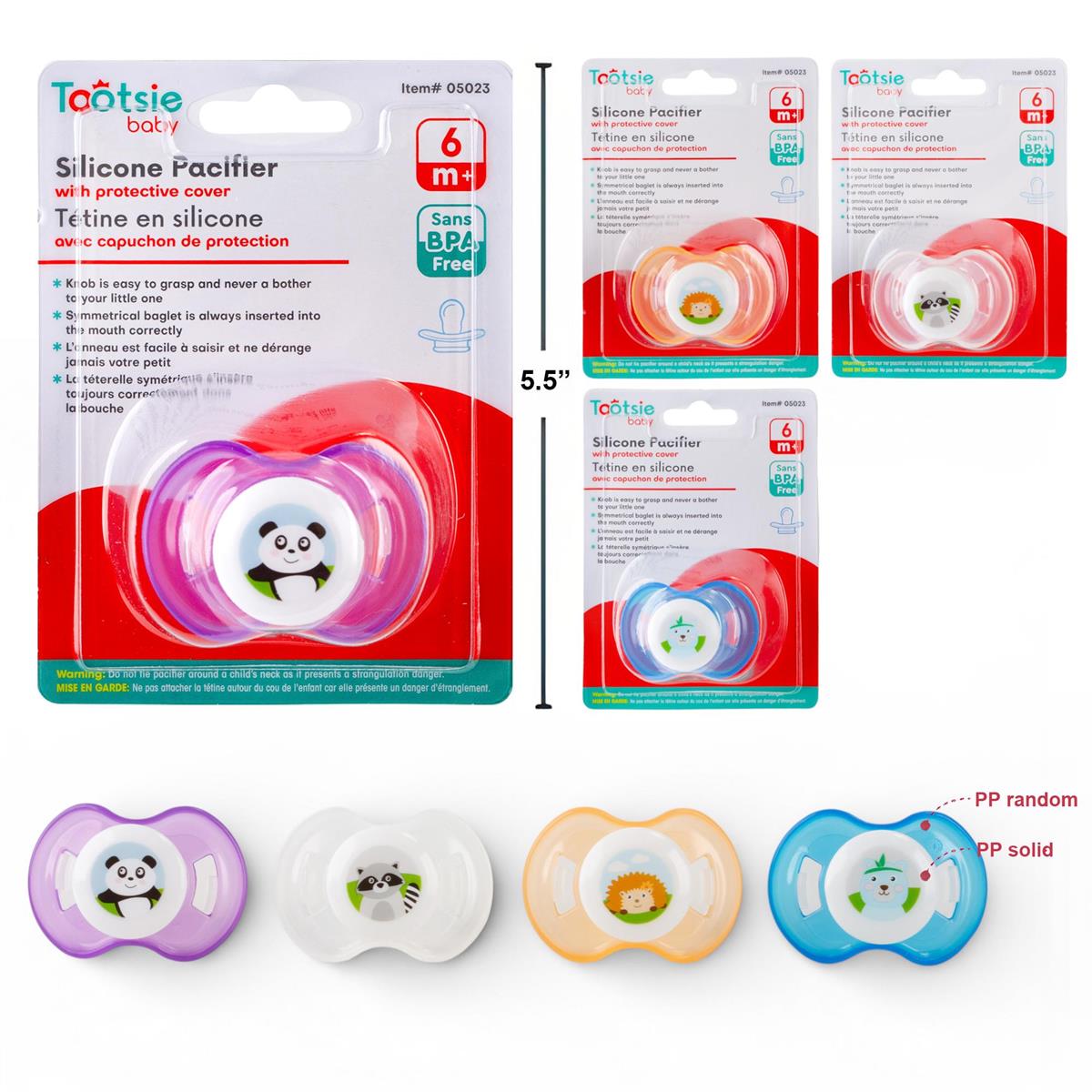 Tootsie Baby, Silicone Pacifier ,6m+, 4-asst, b/c