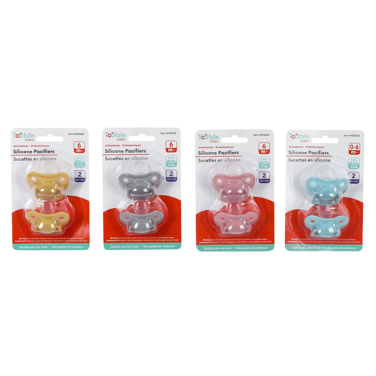 Tootsie Baby, Matte 2pcs Pacifier 4 col, 0m+/6m+, bc,(solid colours)