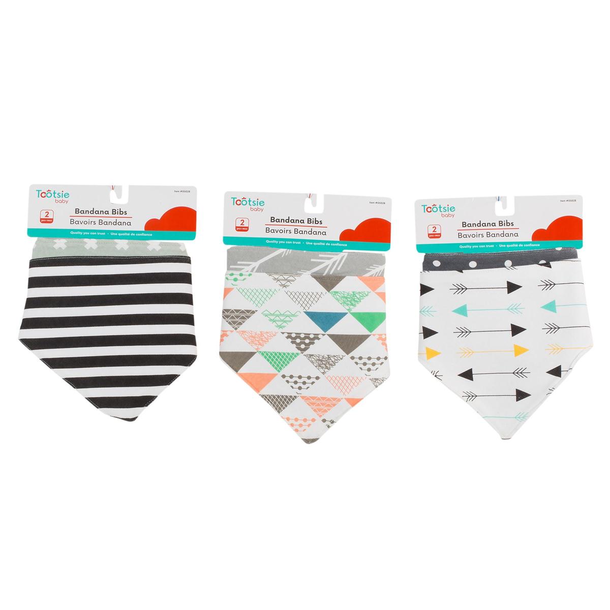 Tootsie Baby, 2PC Bandana Drool Bib 3asst, fleece back, h/c