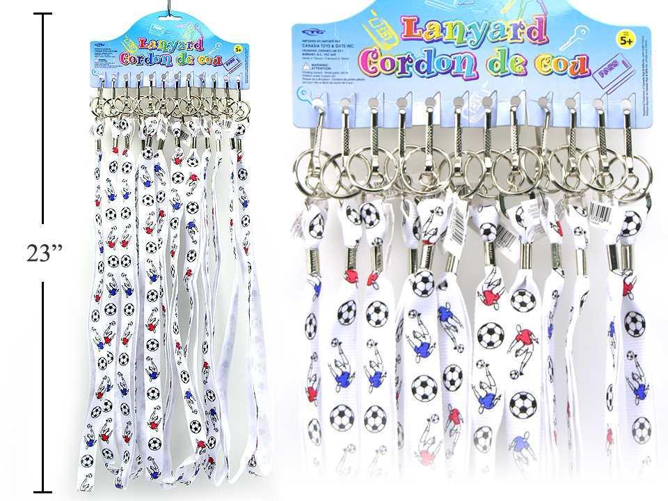17" Soccer Lanyard w/Hook & Ring, 12/header