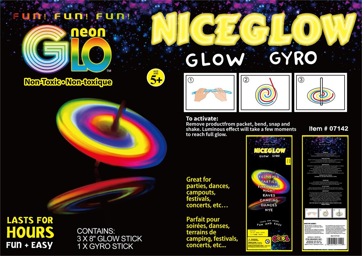Neon Glow Gyroscope Spinning Toy, 6 Cols mixed