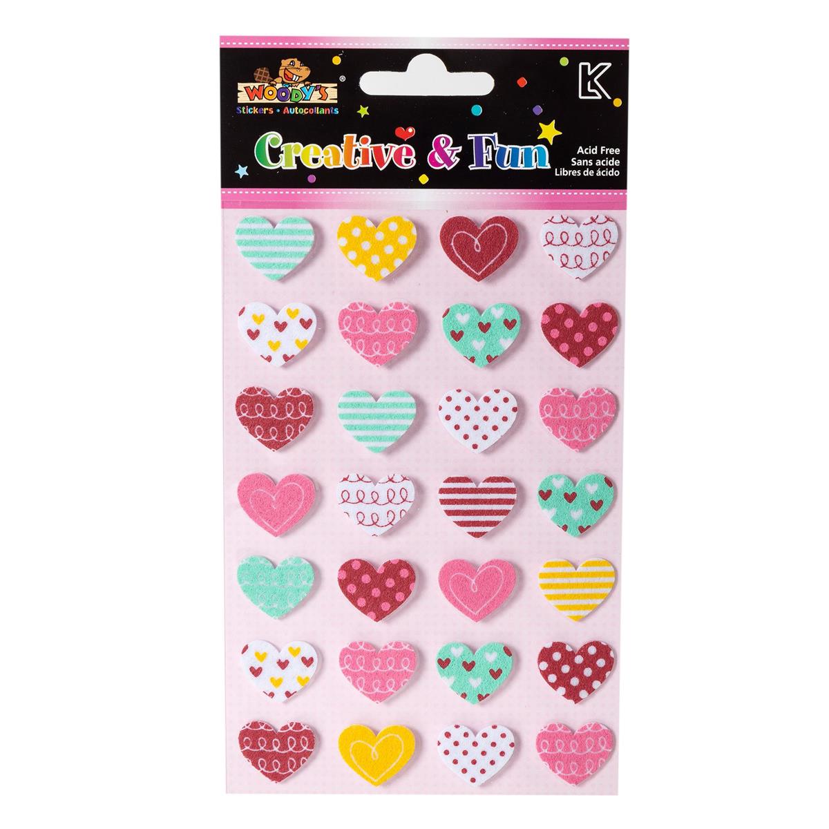 Woody's, 4" x 6" Felt Stickers, Checkered Hearts, pbh