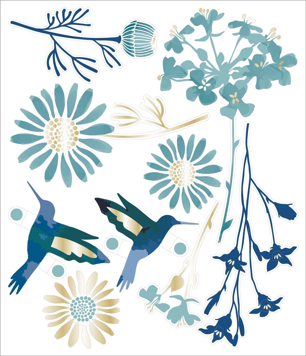 iDesign 3D Wall Stickers, 9pc Blue Flowers, pbh