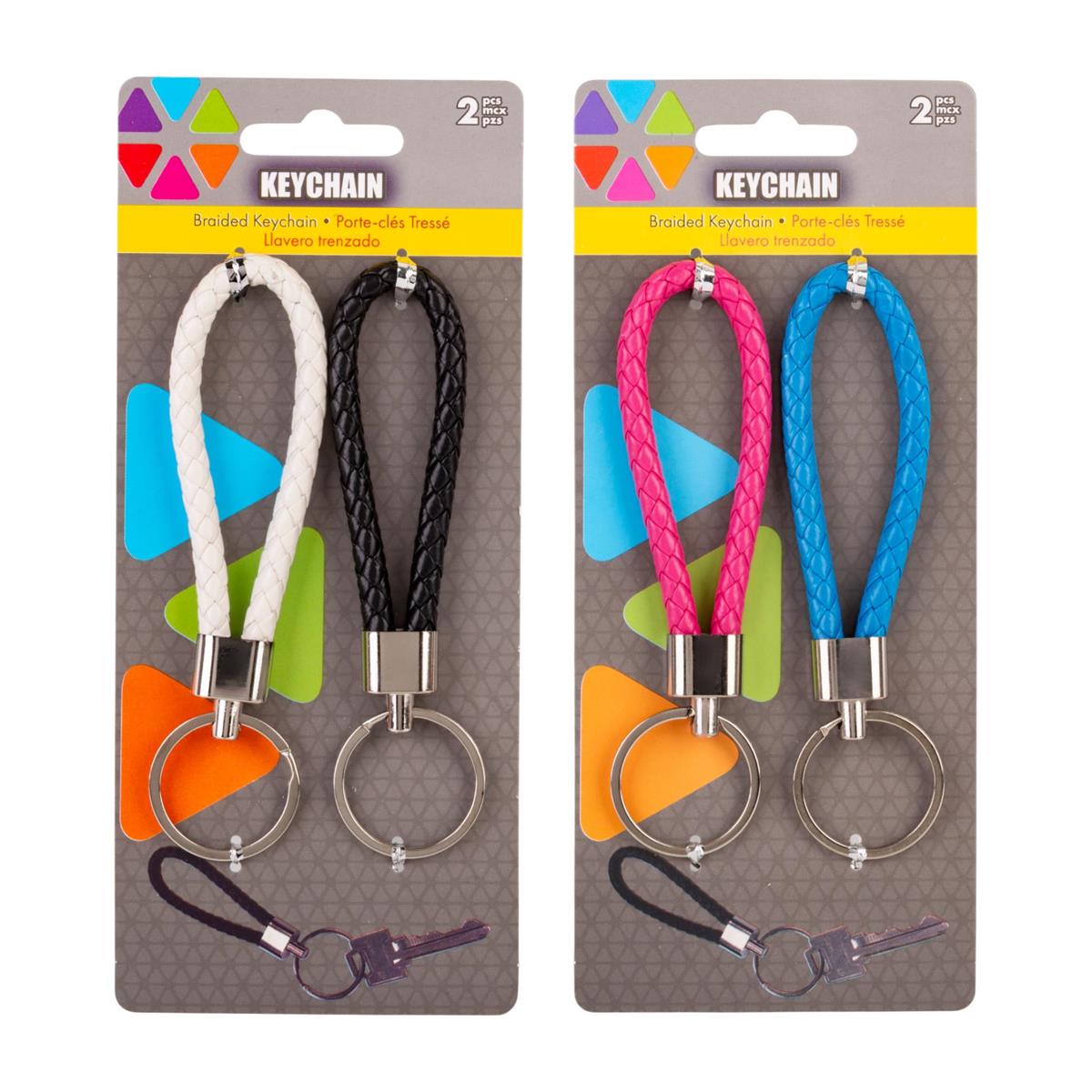 2-PC Braided Keychain, 2 colors, Tie on card