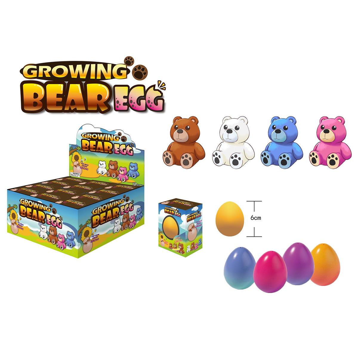Growing Bear in Egg, 4 Asst., 12pcs/dsp
