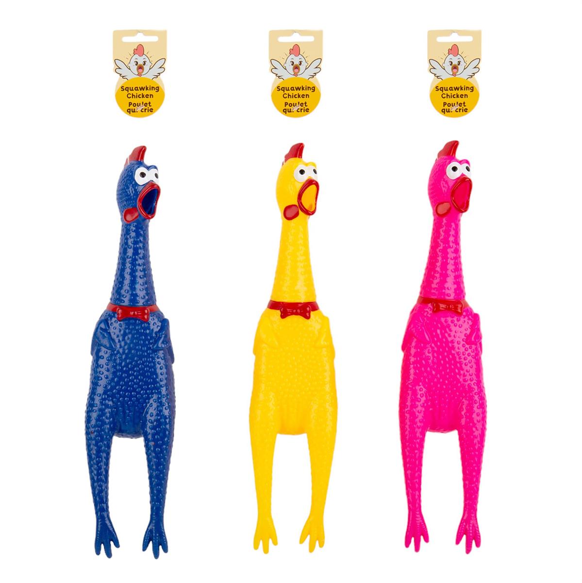 14" Squawking Chicken, Hang Tag 3 Asstâ€™d Colours (CS)