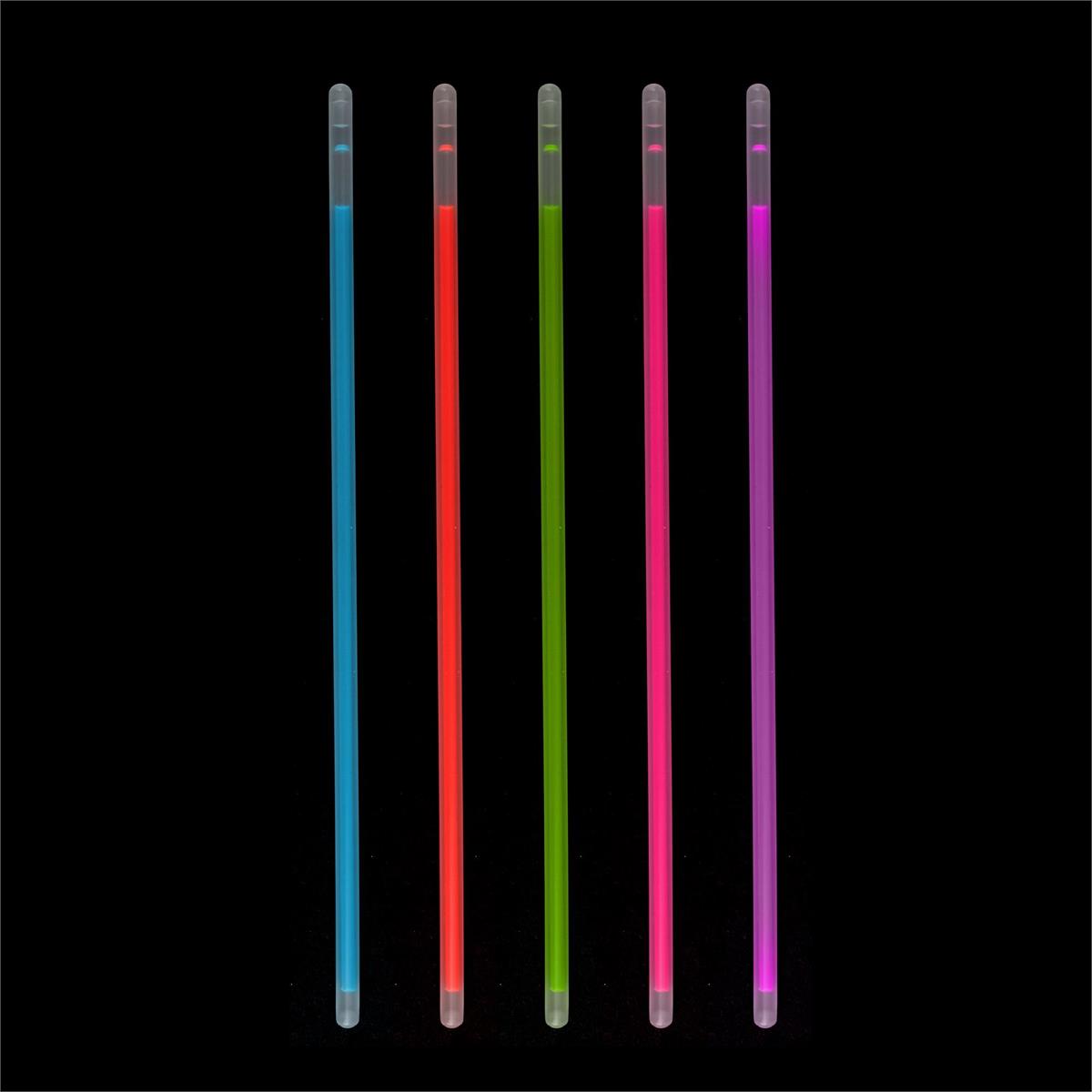 Neon Glo, Asst Neon, 5 pack 8" Glow Sticks with Connectors, Foil Pack