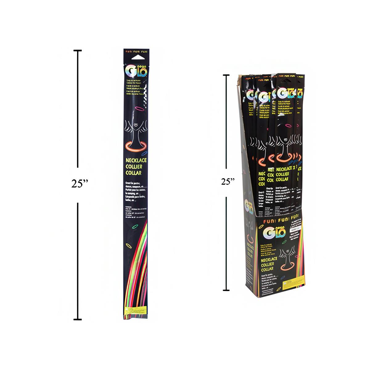 Neon Glo One-piece 22" Necklace, 5 col., foil pack, 48/dsp, (HZ)