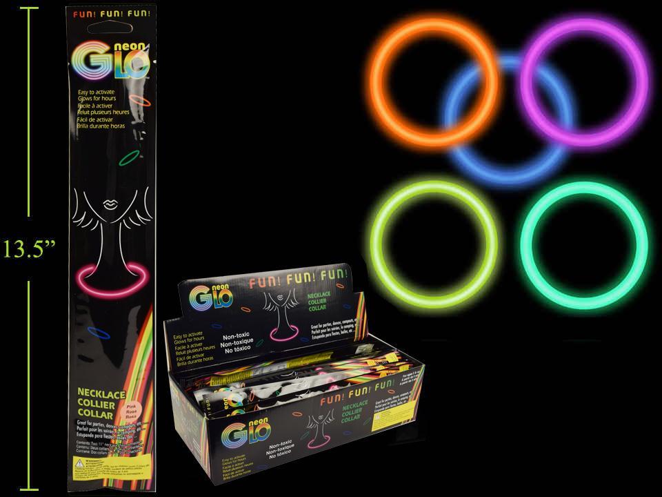 Neon Glo 11" Necklace,5/C Foil pack,48/dsp , (HZ)