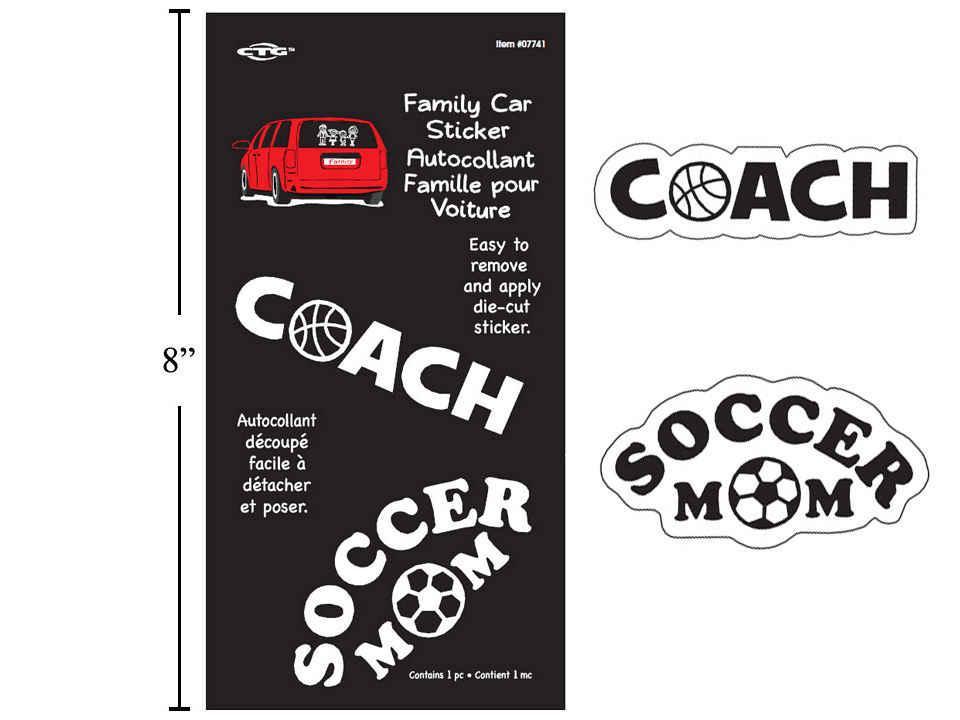 Family Car Sticker, Coach-Soccer Mom, pbh