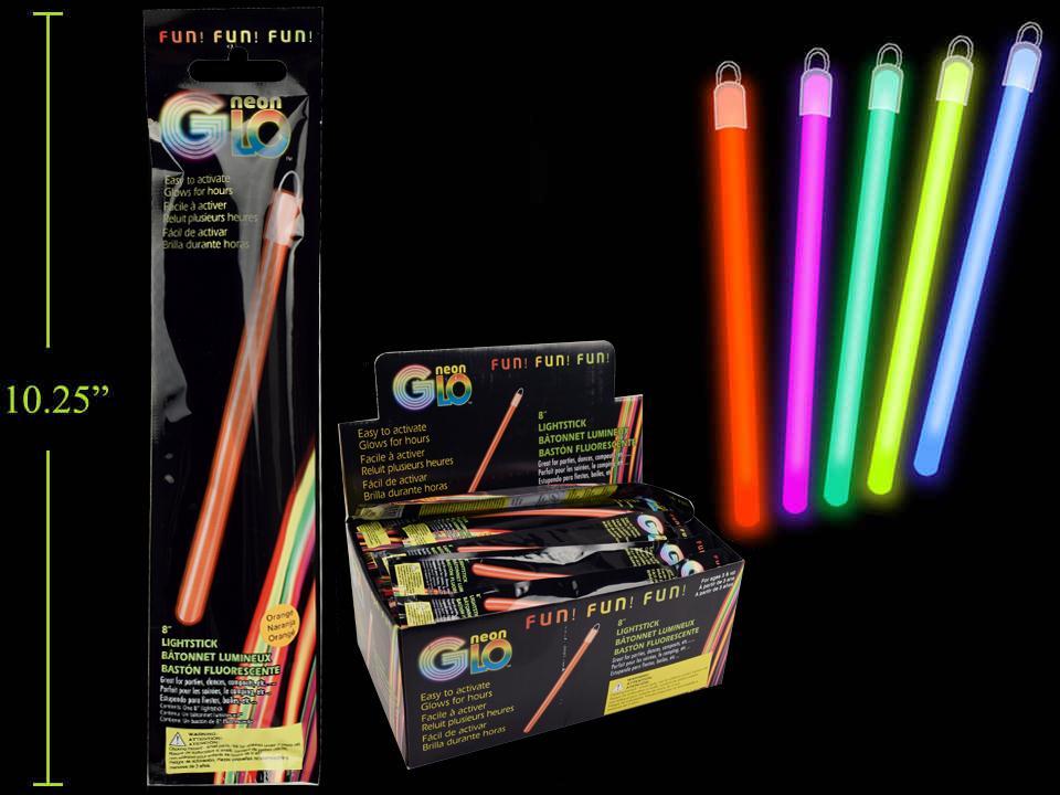 Neon Glo 8" Stick, 5 col., foil pack, 48/dsp, (HZ)